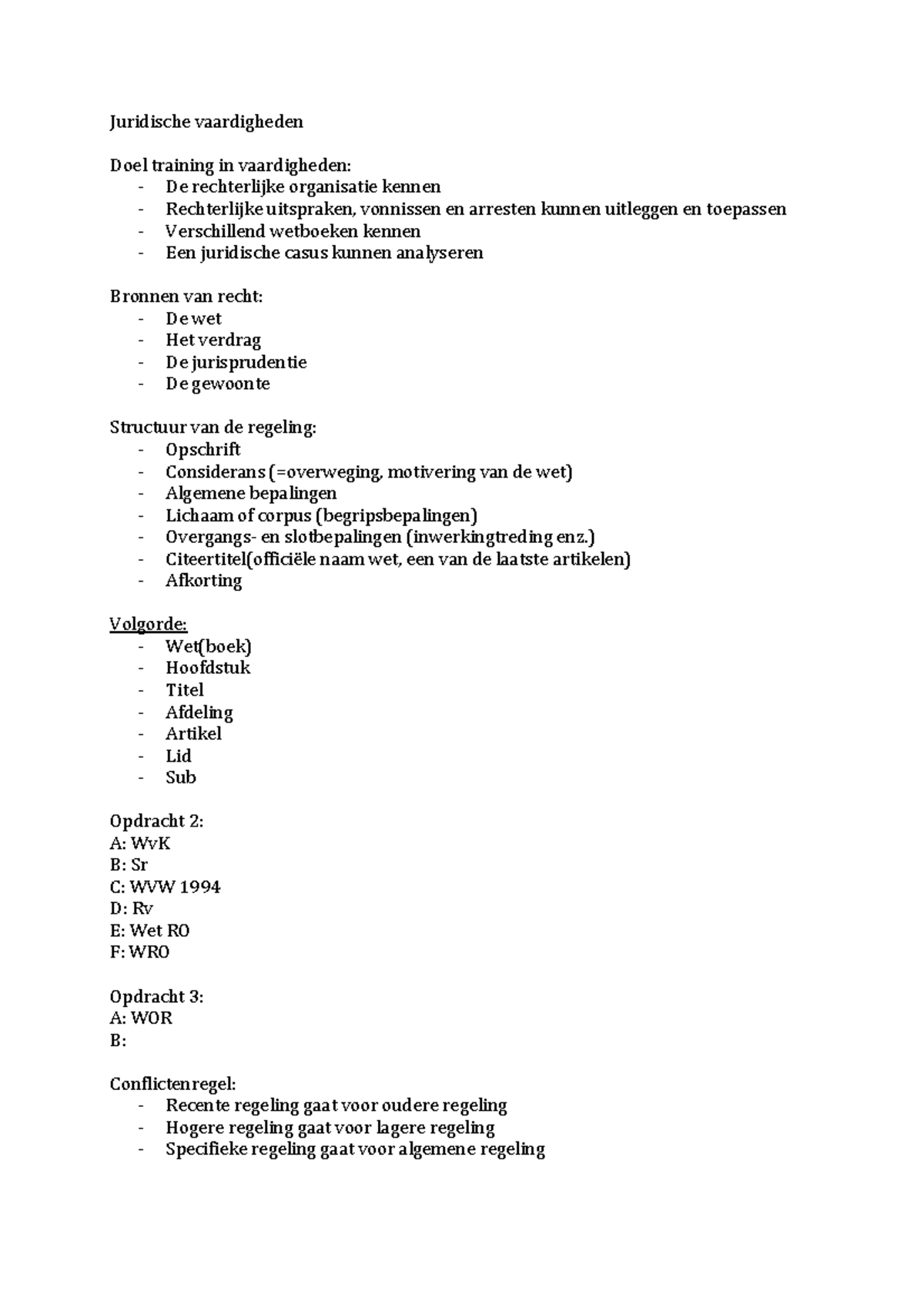 Juridische vaardigheden 1 - College aantekeningen - Week 1 - Juridische ...