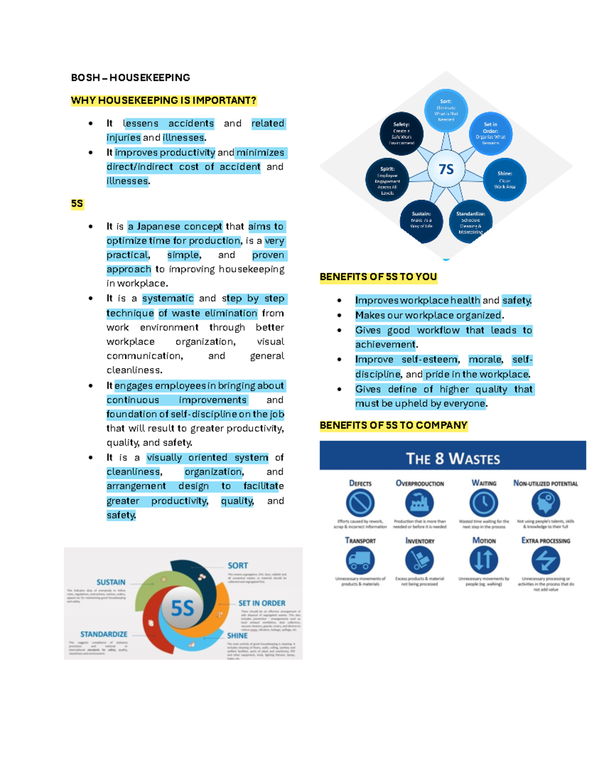 Reviewer-bosh - Lesson text - BOSH – HOUSEKEEPING WHY HOUSEKEEPING IS ...