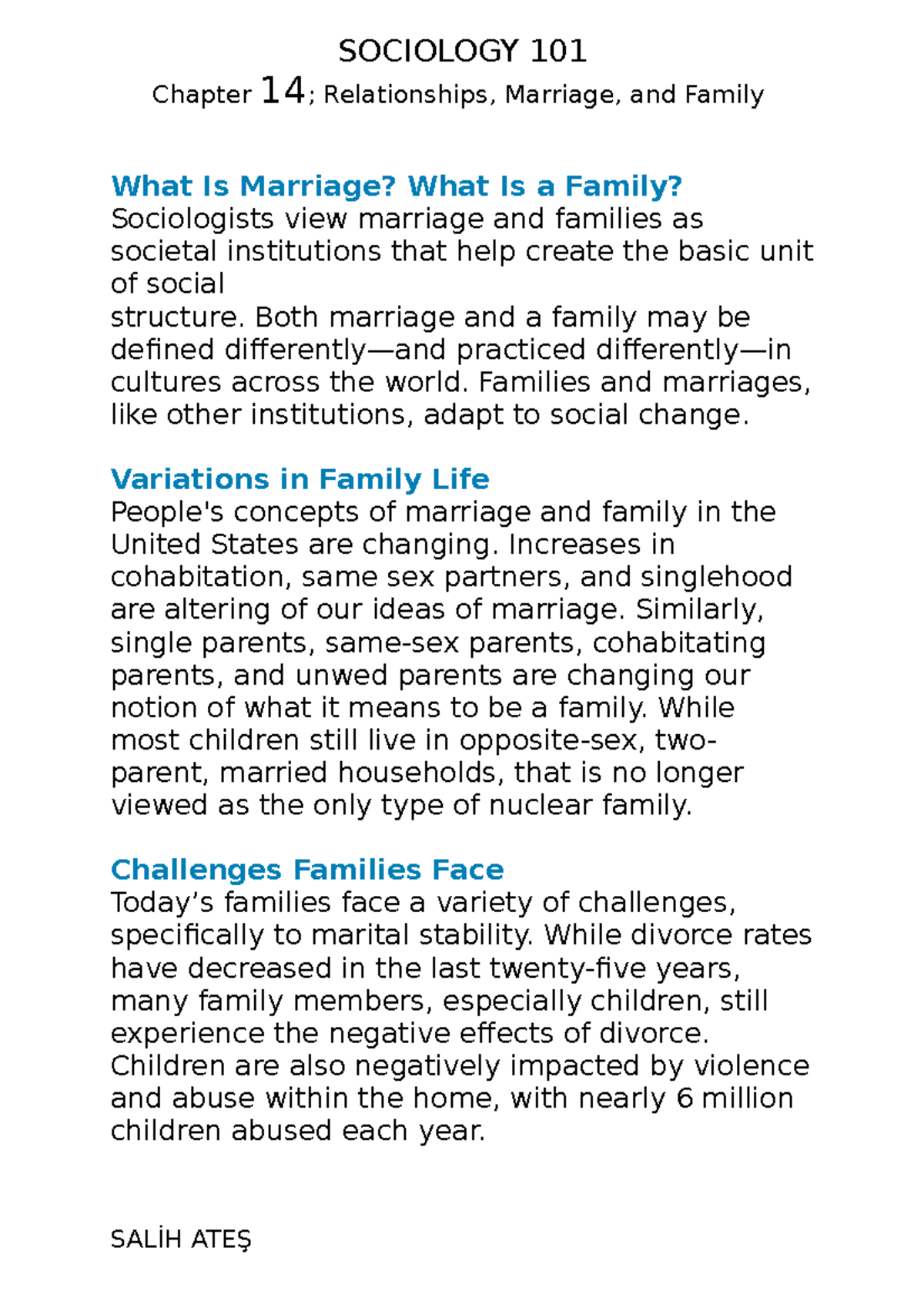 SOC 101 Chapter 14 - summary of soc 101 - SOCIOLOGY 101 Chapter 14 ...