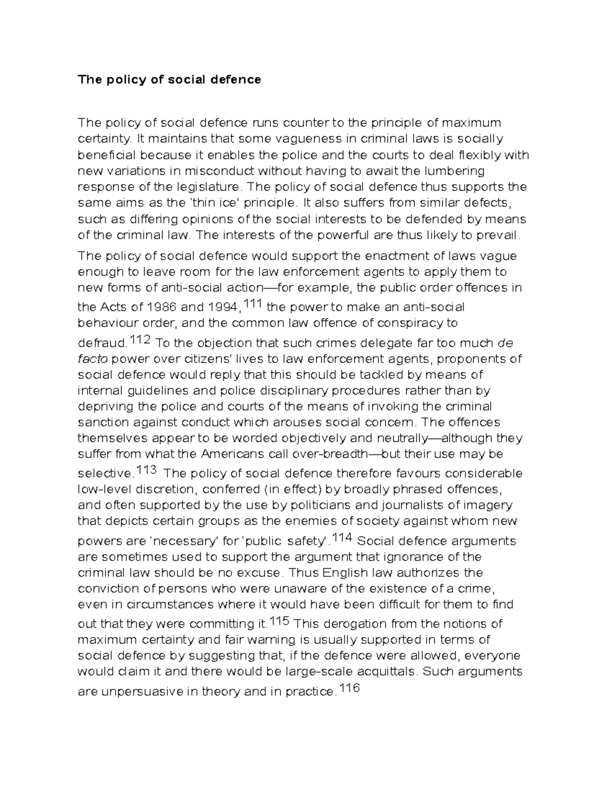 The policy of social defence - It maintains that some vagueness in ...