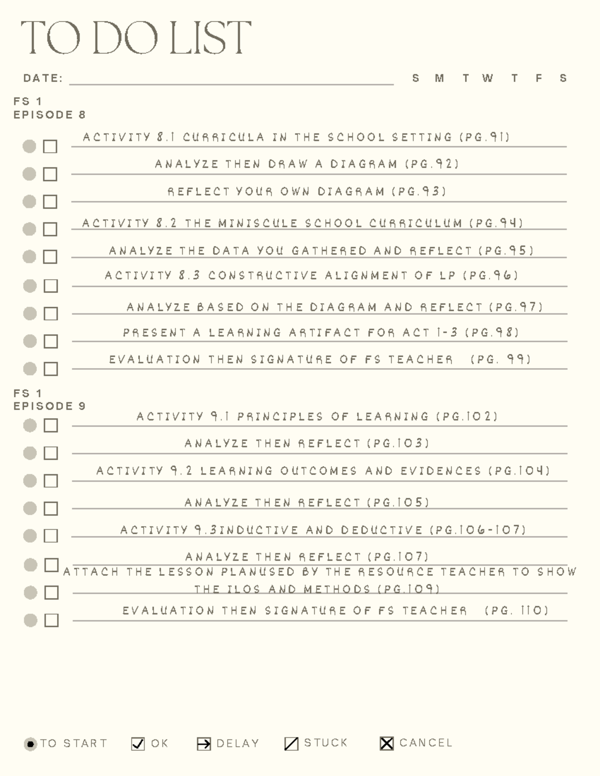 Simple and Minimal Printable To Do List - D A T E : S M T W T F S T O S ...