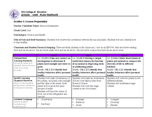 Science and Health unit plan - GCU College of Education LESSON UNIT ...