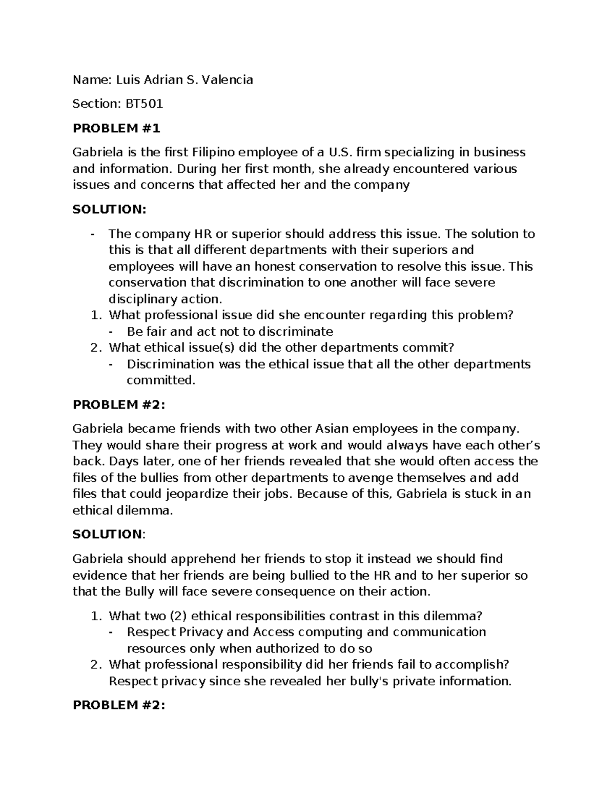 04 Performance Task 1 - ARG1 - Name: Luis Adrian S. Valencia Section ...