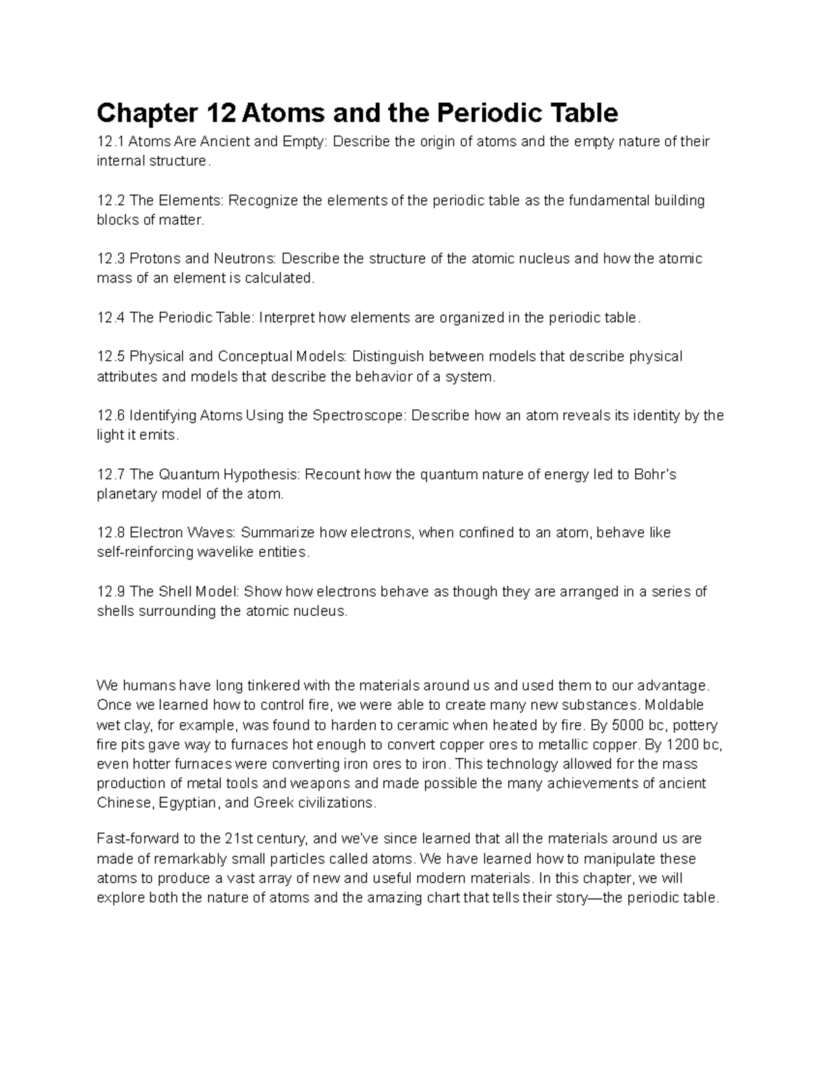 EDS Ch. 12 Pt. 1 - Objectives, 12.1, 12.2, and 12.3 - Chapter 12 Atoms ...