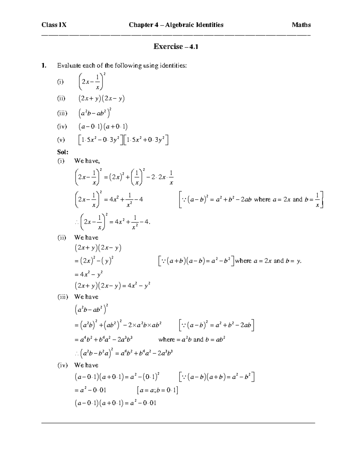 Chapter 4 Algebraic Identities - ####### - Studocu