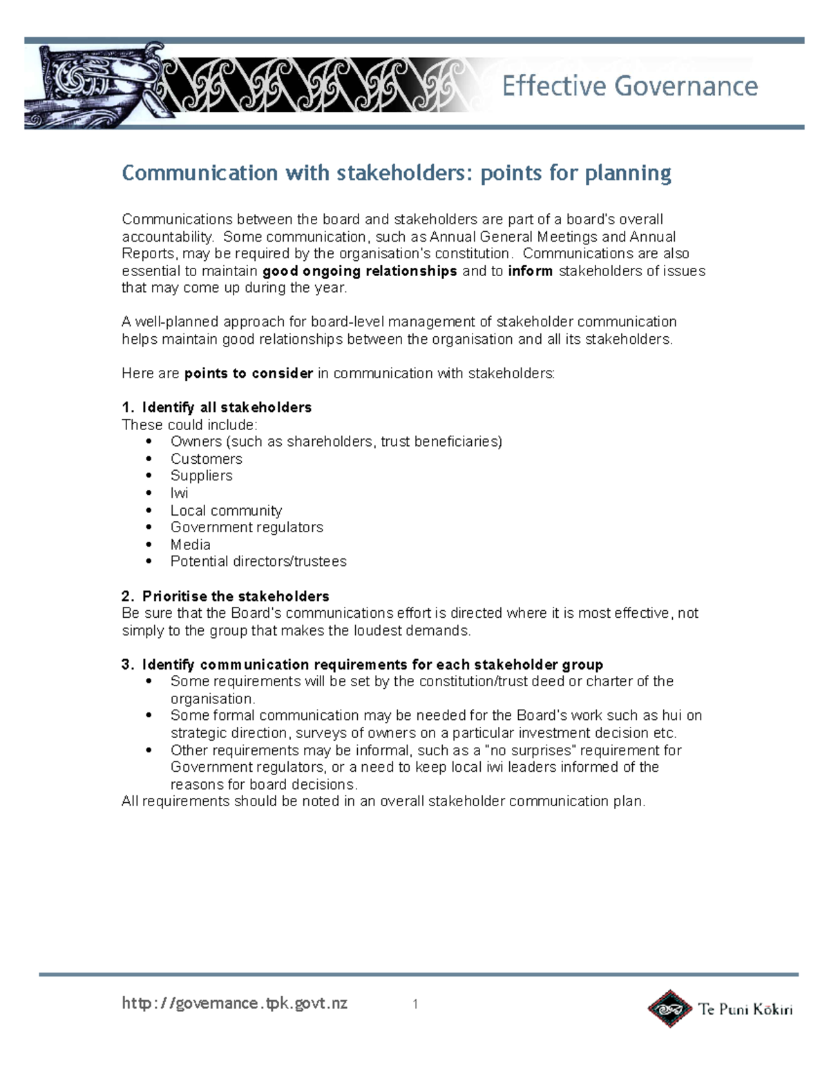 Stakeholder-communications and interactions - Communication with ...