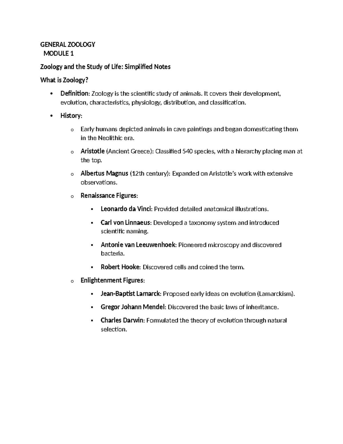 General Zoology (p1) bio 044 - GENERAL ZOOLOGY MODULE 1 Zoology and the ...