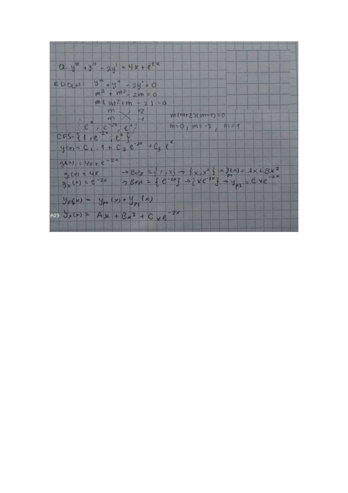 Ecuaciones AAD ejercicio resuelto -2y SINTL ""+y" -2y'= # o m3 + m2 2m ...