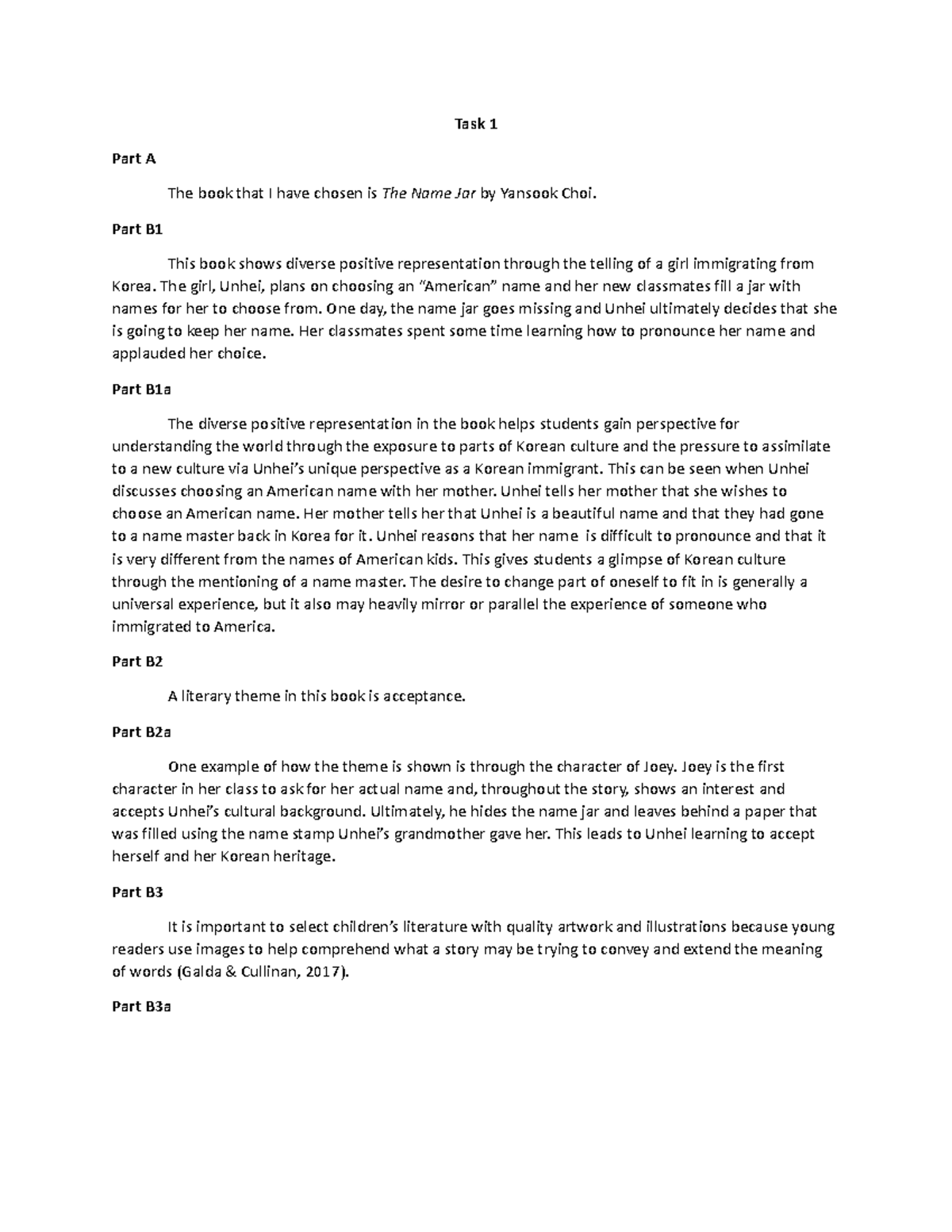 Task 1 Children's Literature Lesson Plan - Task 1 Part A The book that ...