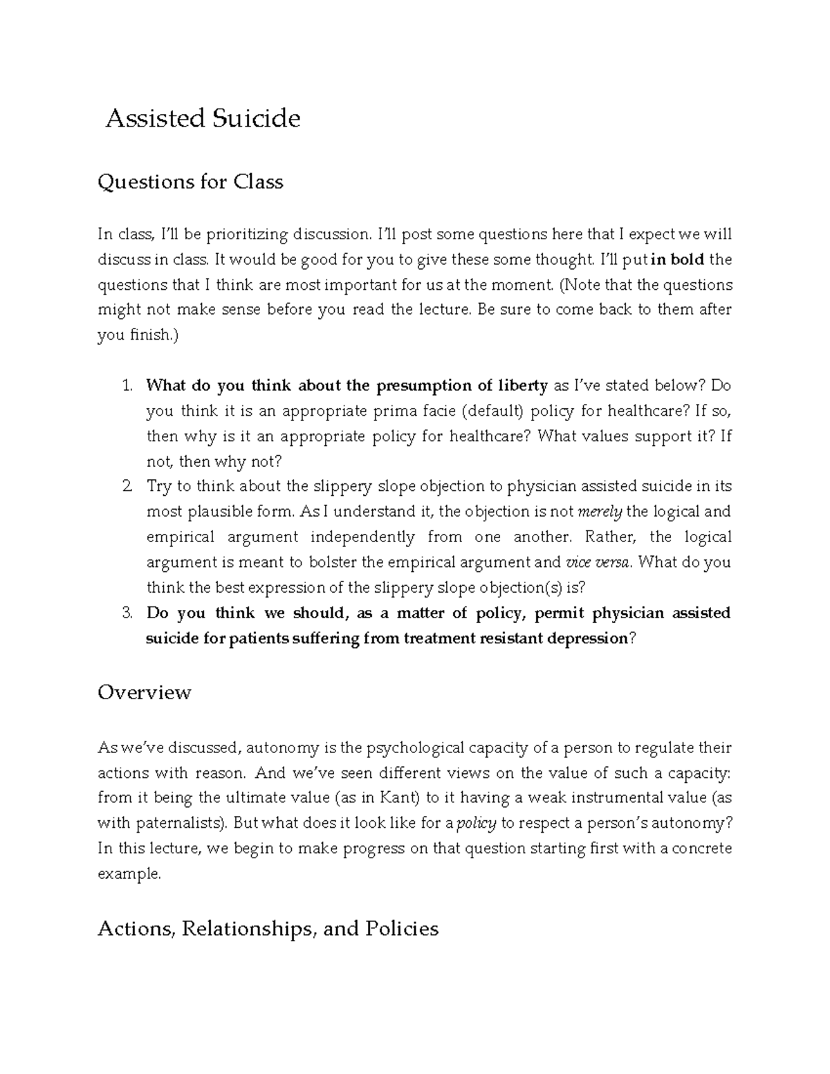 3. Assisted Suicide - Assignment 3 Lecture Notes - Assisted Suicide ... 3. Assisted Suicide - Assignment 3 Lecture Notes - Assisted Suicide ...