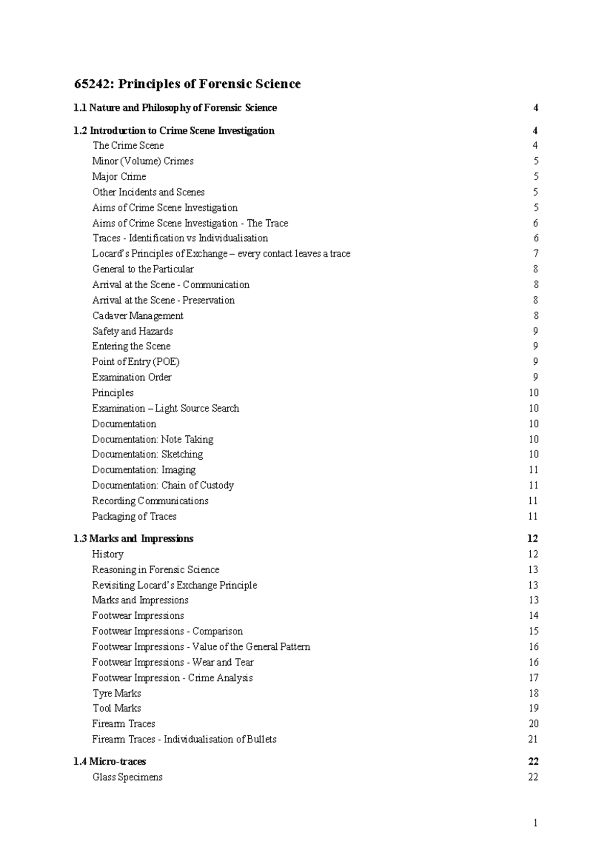 65242 PFS - 65242: Principles of Forensic Science 1 Nature and ...