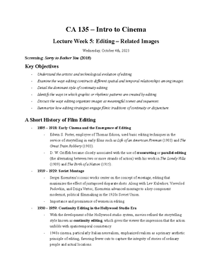 CA 135 Key Concepts - Full course notes - CA 135 – Key Concepts Film ...