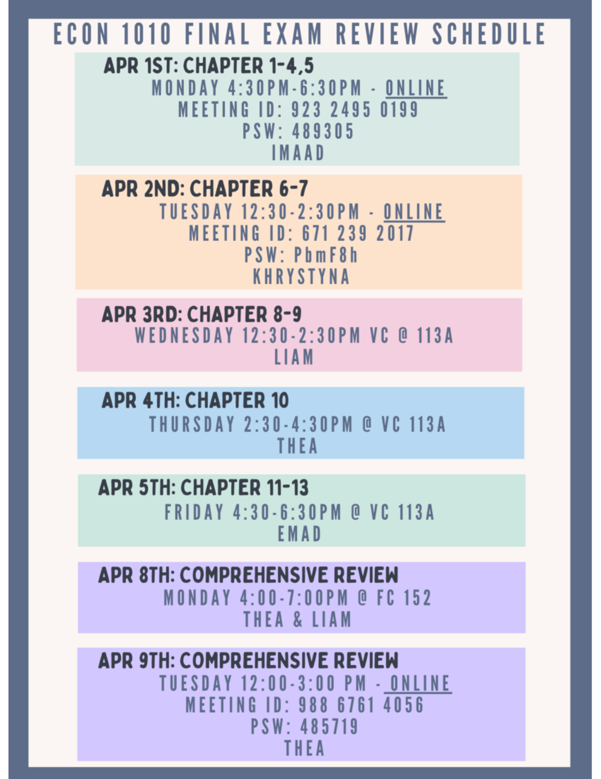 ECON 1010 Final Exam Review Schedule - econ1010 - Studocu