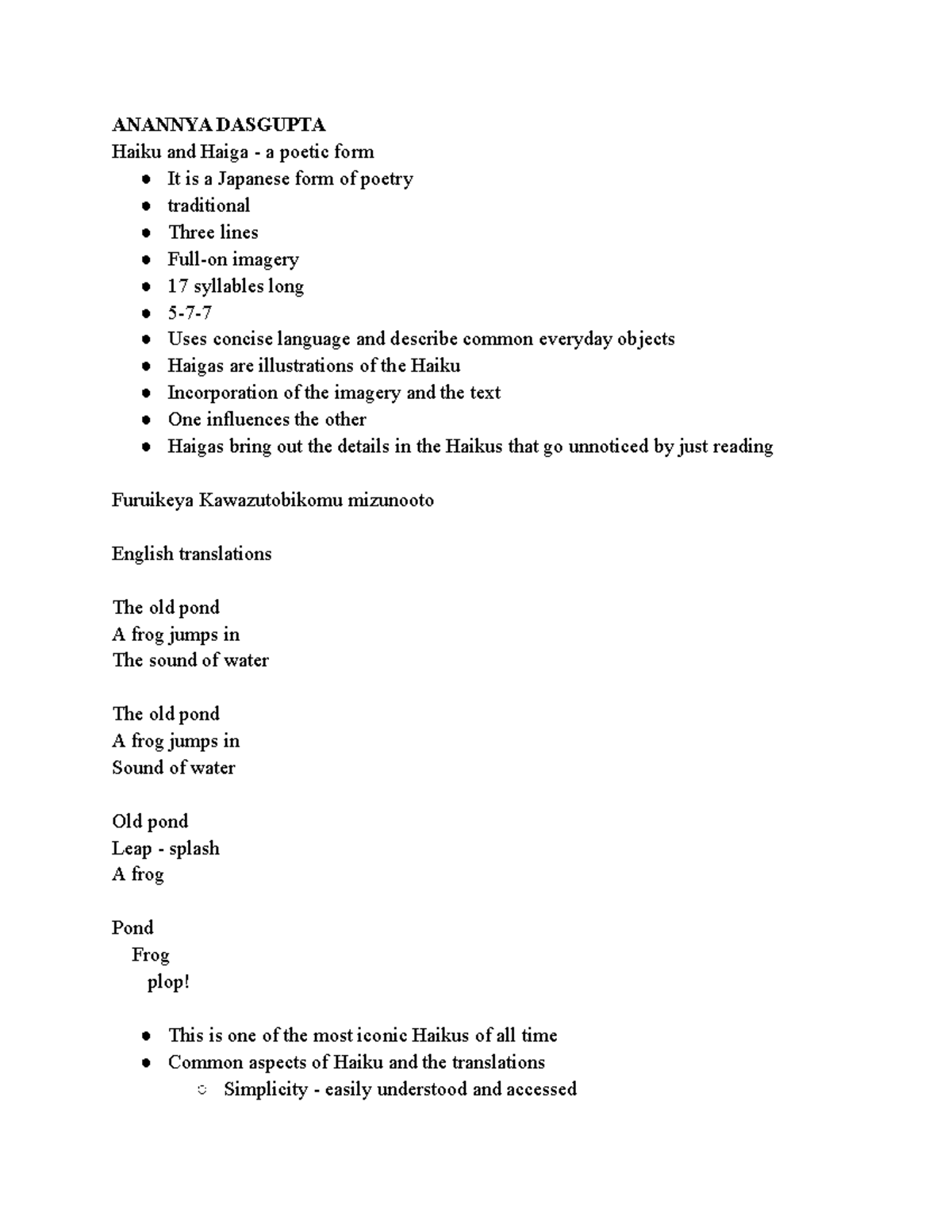 Haiku and Haiga - ANANNYA DASGUPTA Haiku and Haiga - a poetic form It ...