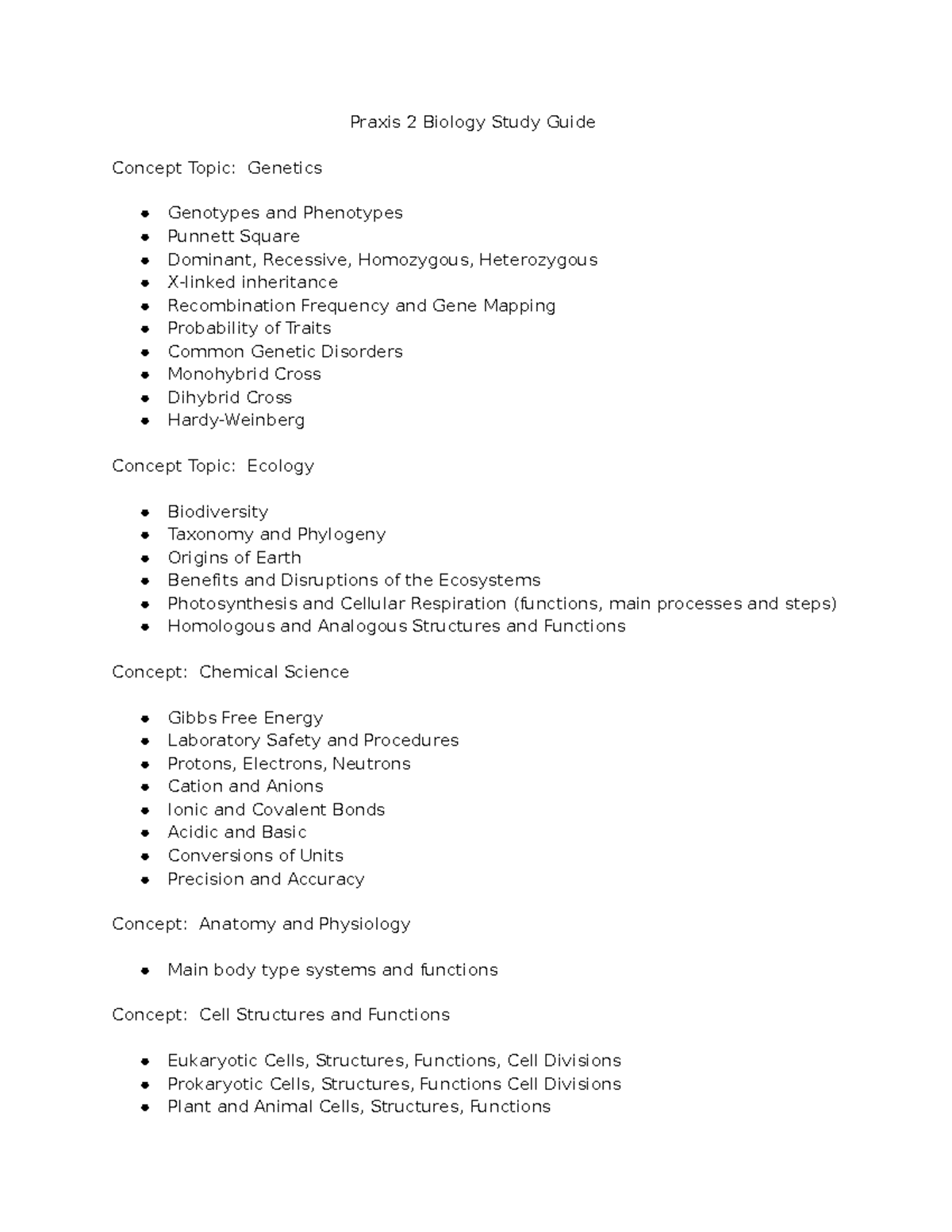 Praxis 2 Biology Study Guide - EDUC 5281 - WGU - Studocu