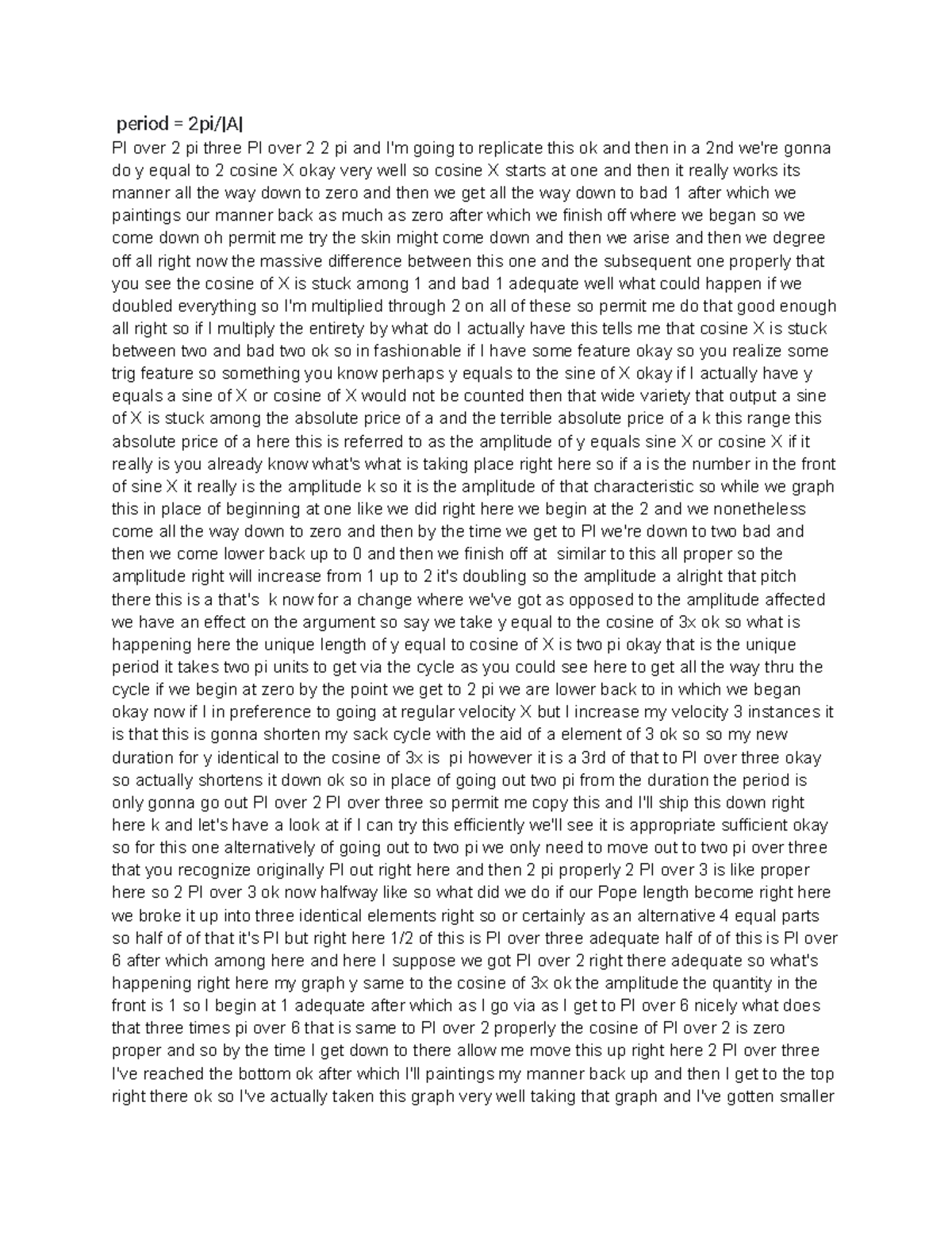 The Amplitude and Period of Sinusoidal - period PI over 2 pi three PI ...
