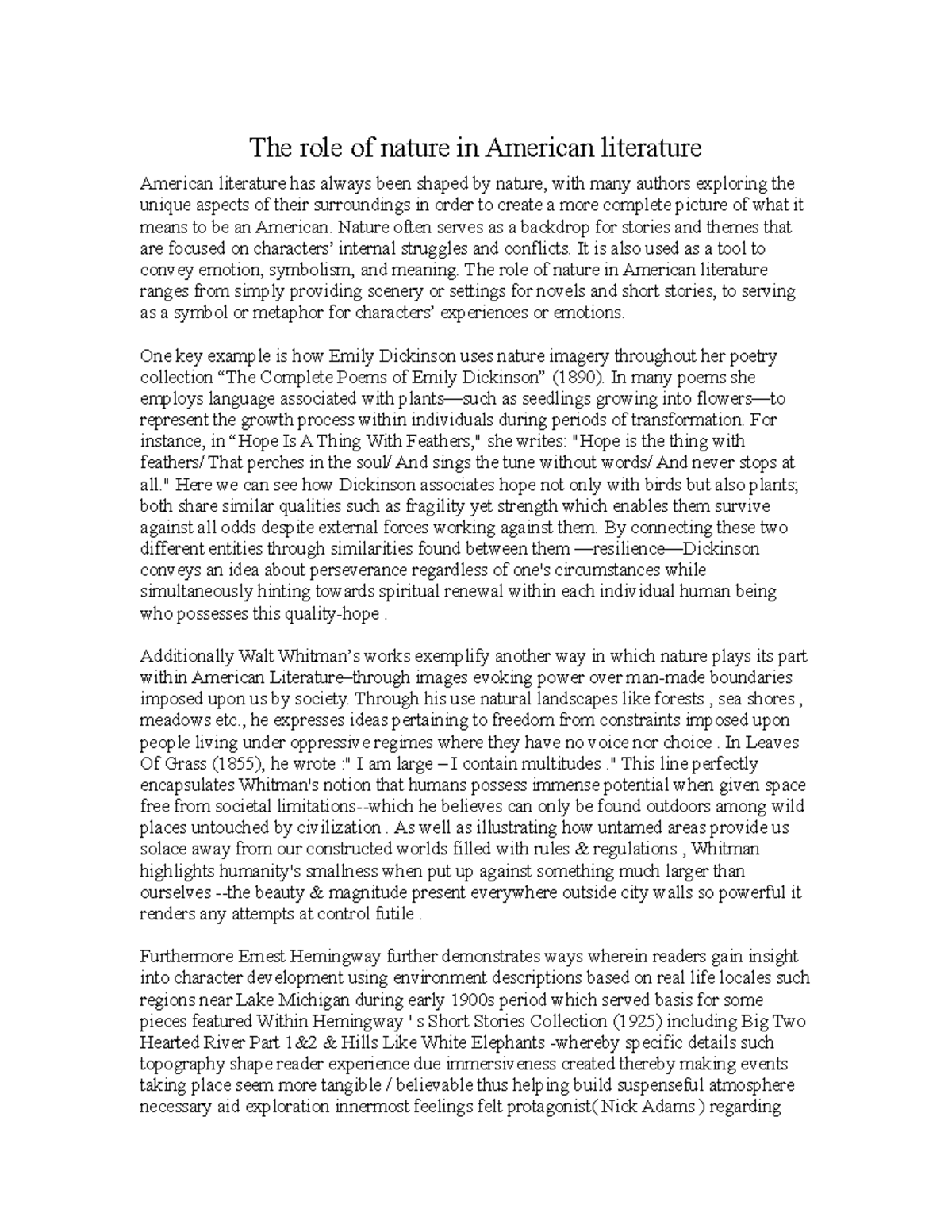 American literature - The role of nature in American literature ...