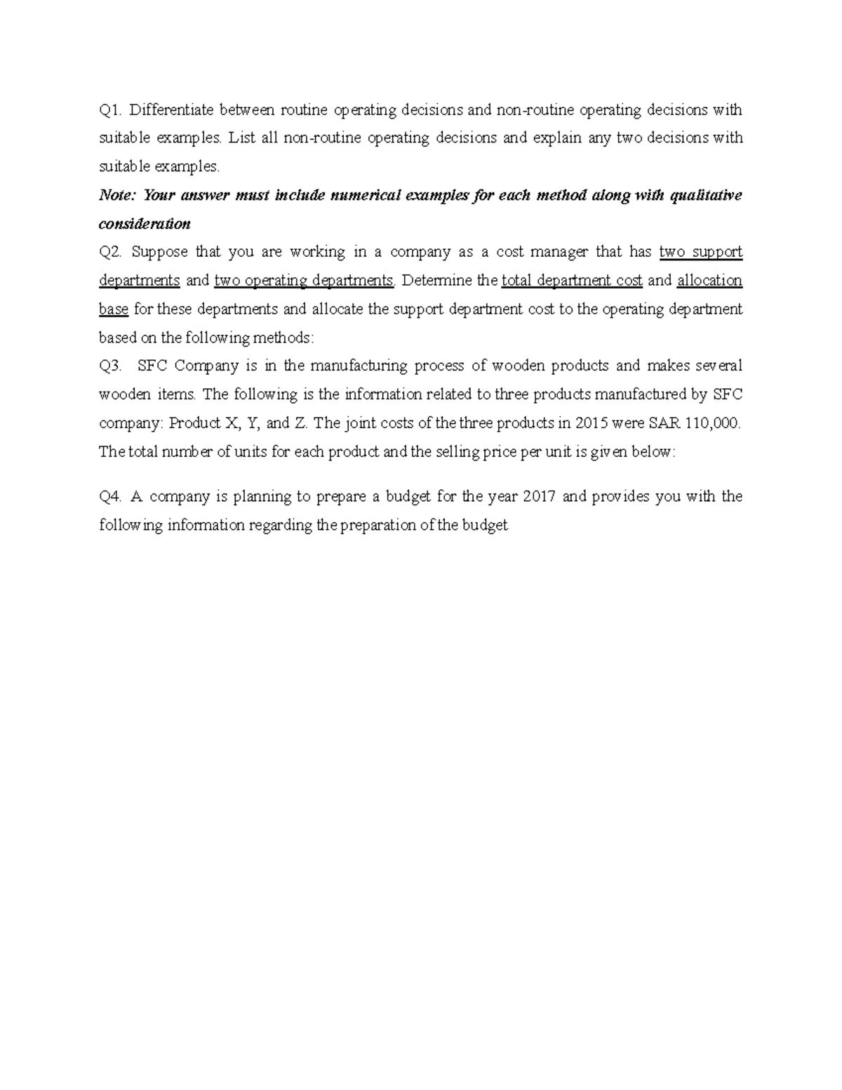 COST ACC Outline - notes - Q1. Differentiate between routine operating ...