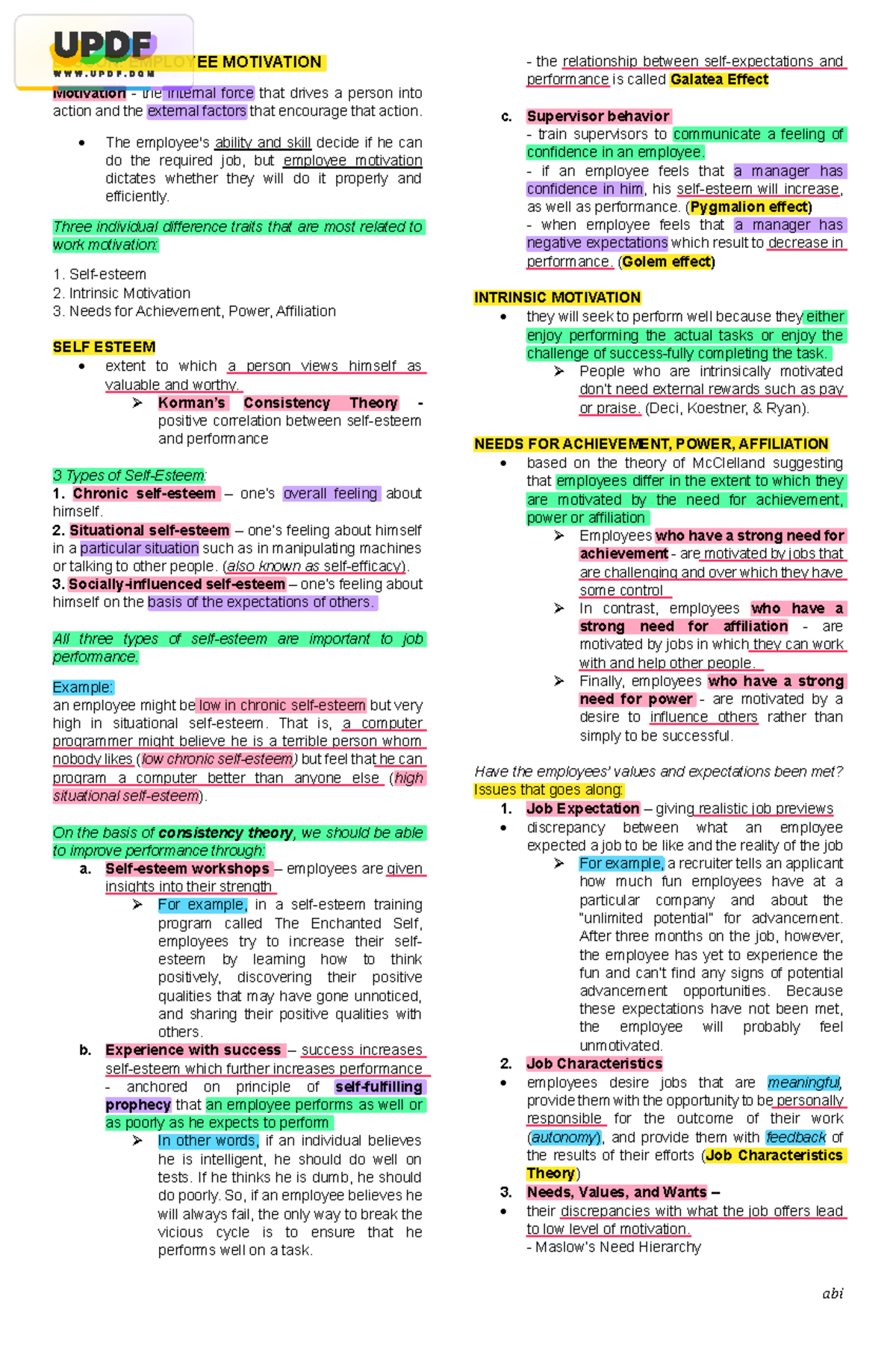 IO Lesson 11 to 14 Notes - industrial and organizational psychology ...