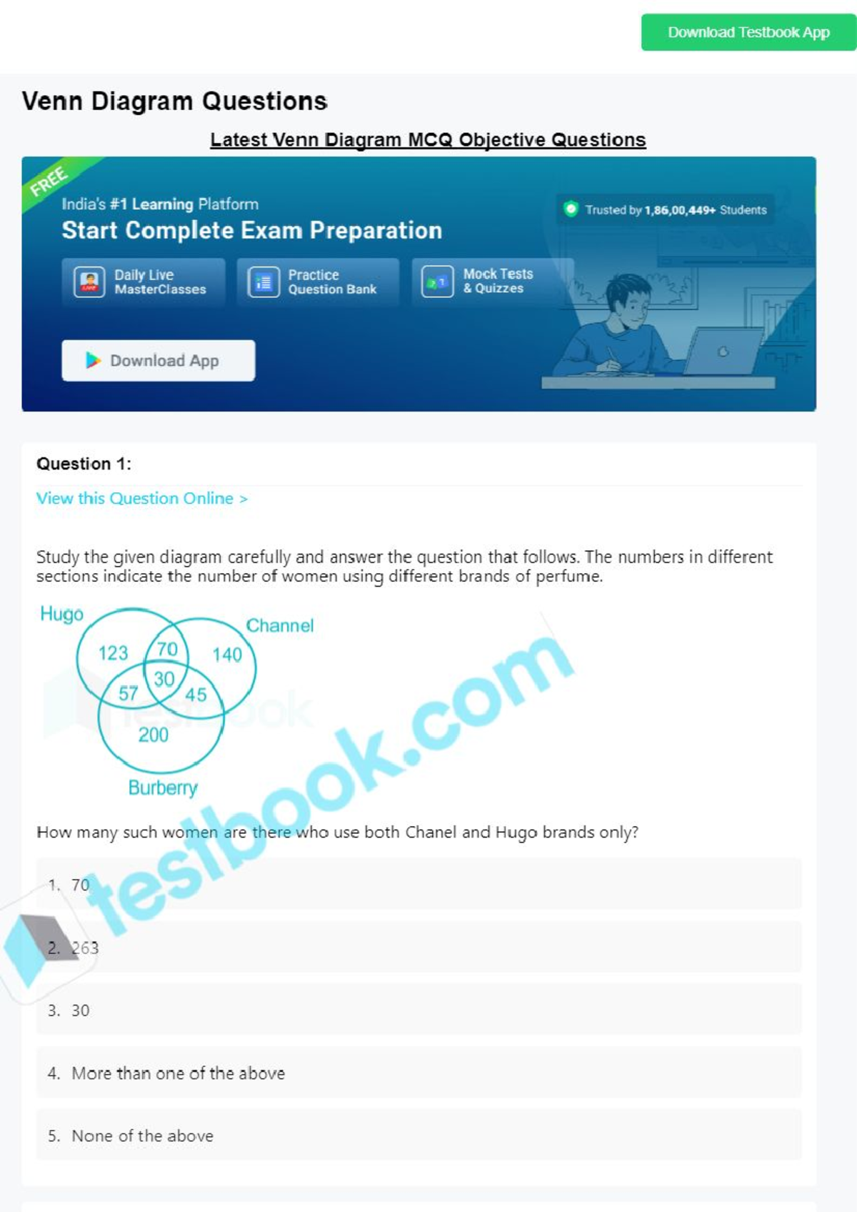 Mcq on venn diagram 5eea6a0e39140 f30f369e4bf - Download Testbook App ...