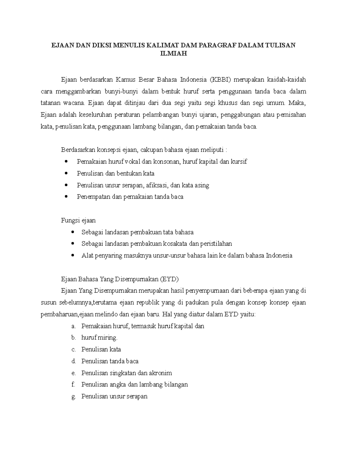 Ejaan dan Diksi Menulis Kalimat Dalam Tulisan Ilmiah - EJAAN DAN DIKSI ...