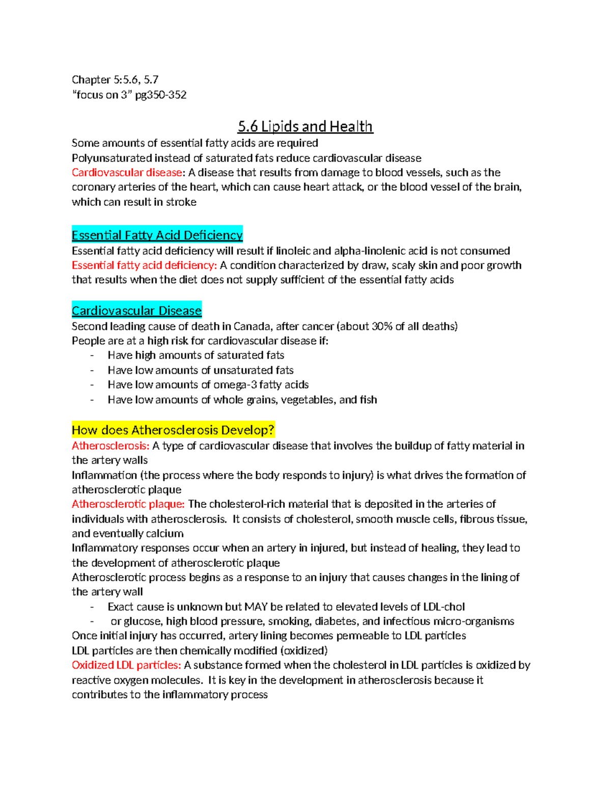 module 3 textbook notes - Chapter 5:5, 5. “focus on 3” pg350- 5 Lipids ...