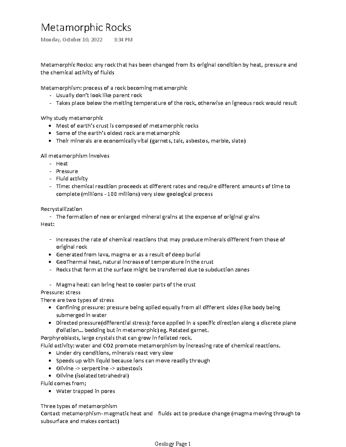 Geology 11 - Metamorphic Rocks - Metamorphic Rocks: any rock that has ...