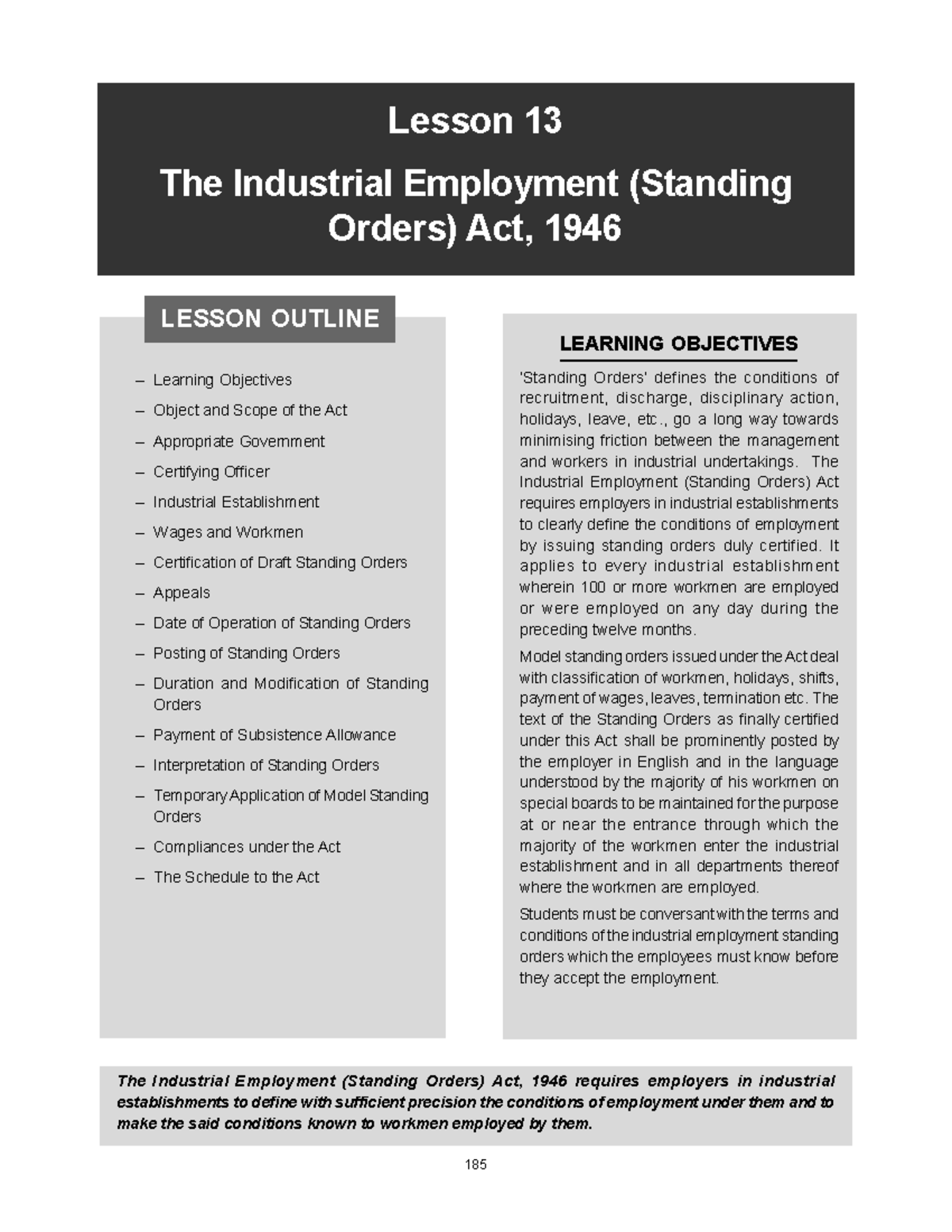 Industrial employment (SO) Act - Lesson 13 The Industrial Employment ...