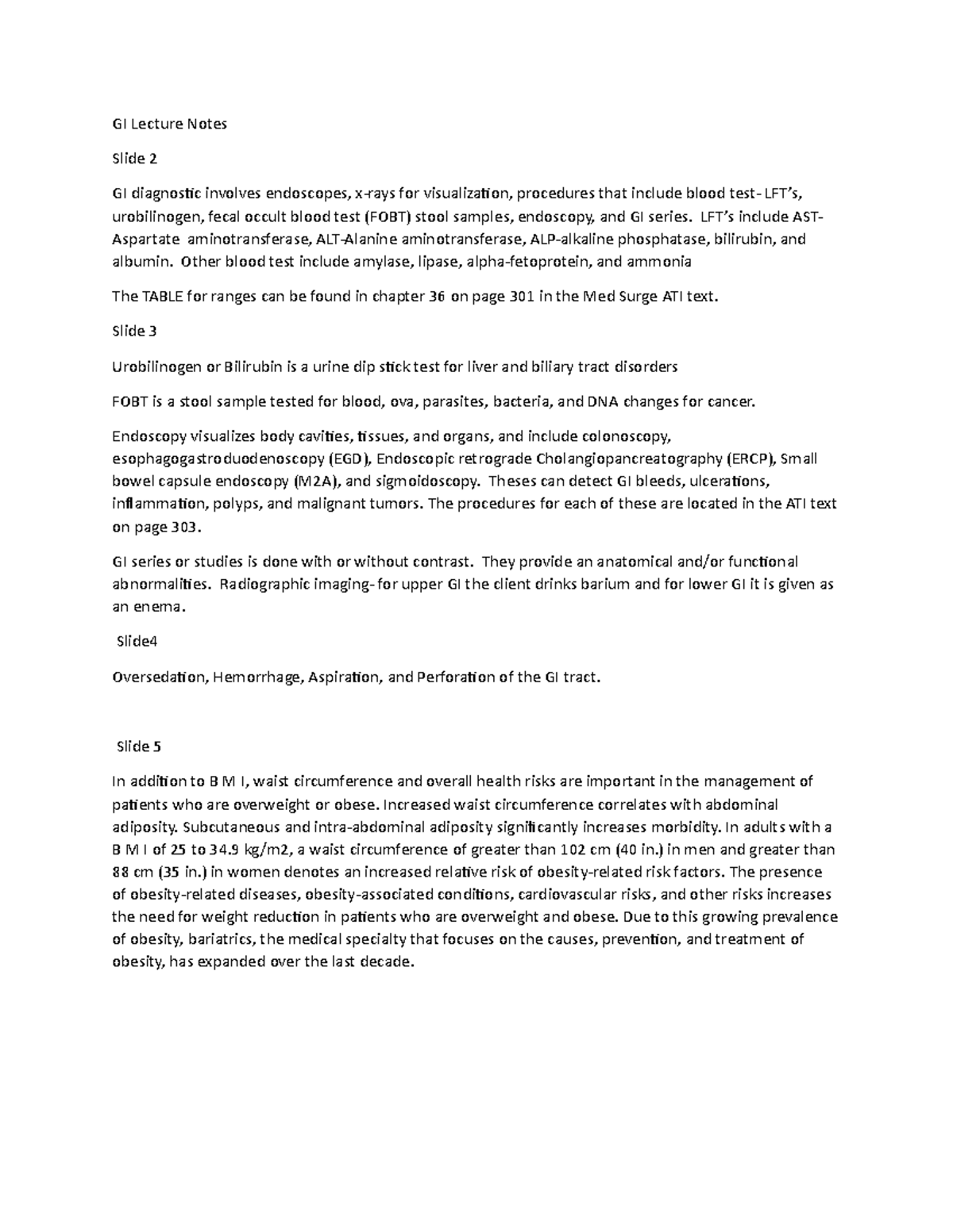 GI notes that can help you to study for test - GI Lecture Notes Slide 2 ...