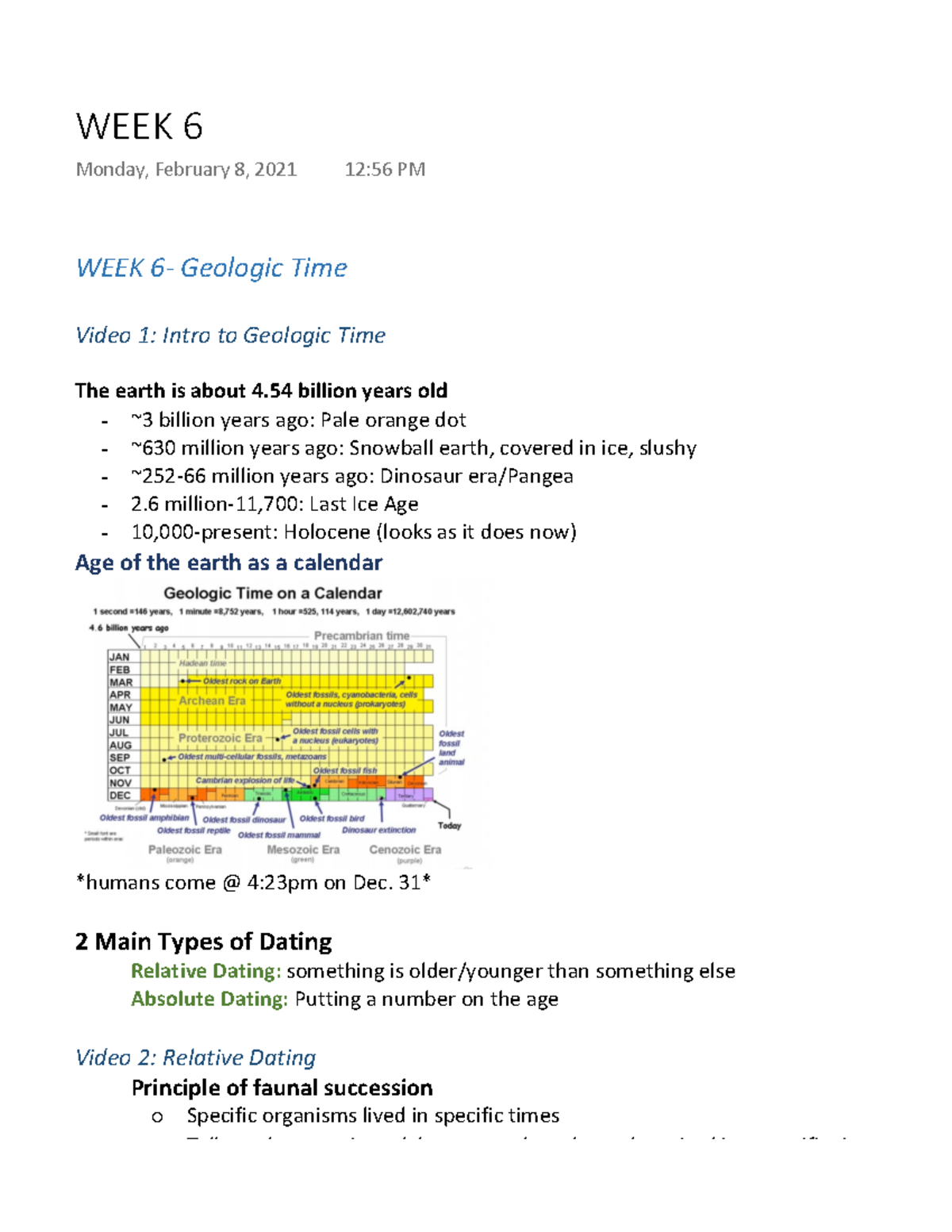 WEEK 6 - Geologic time, absolute dating - WEEK 6- Geologic Time Video 1 ...