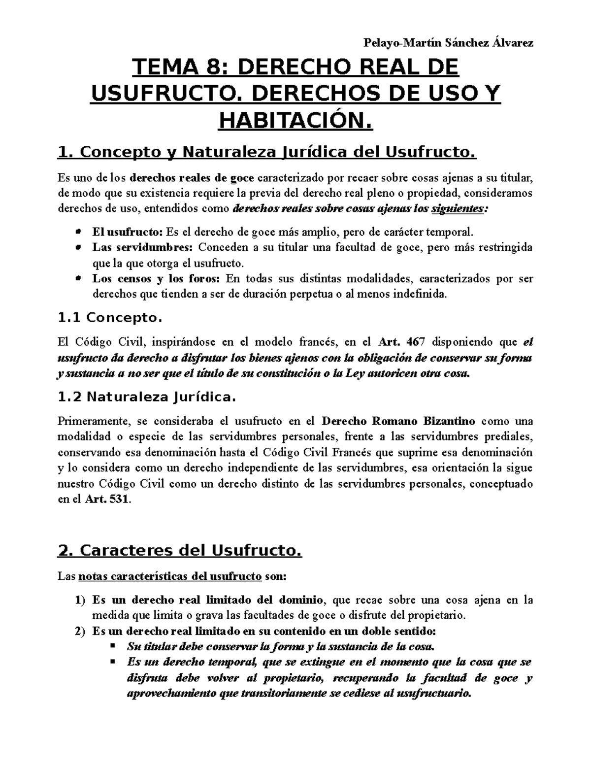 TEMA 8 - Apuntes de clase 8 - TEMA 8: DERECHO REAL DE USUFRUCTO ...