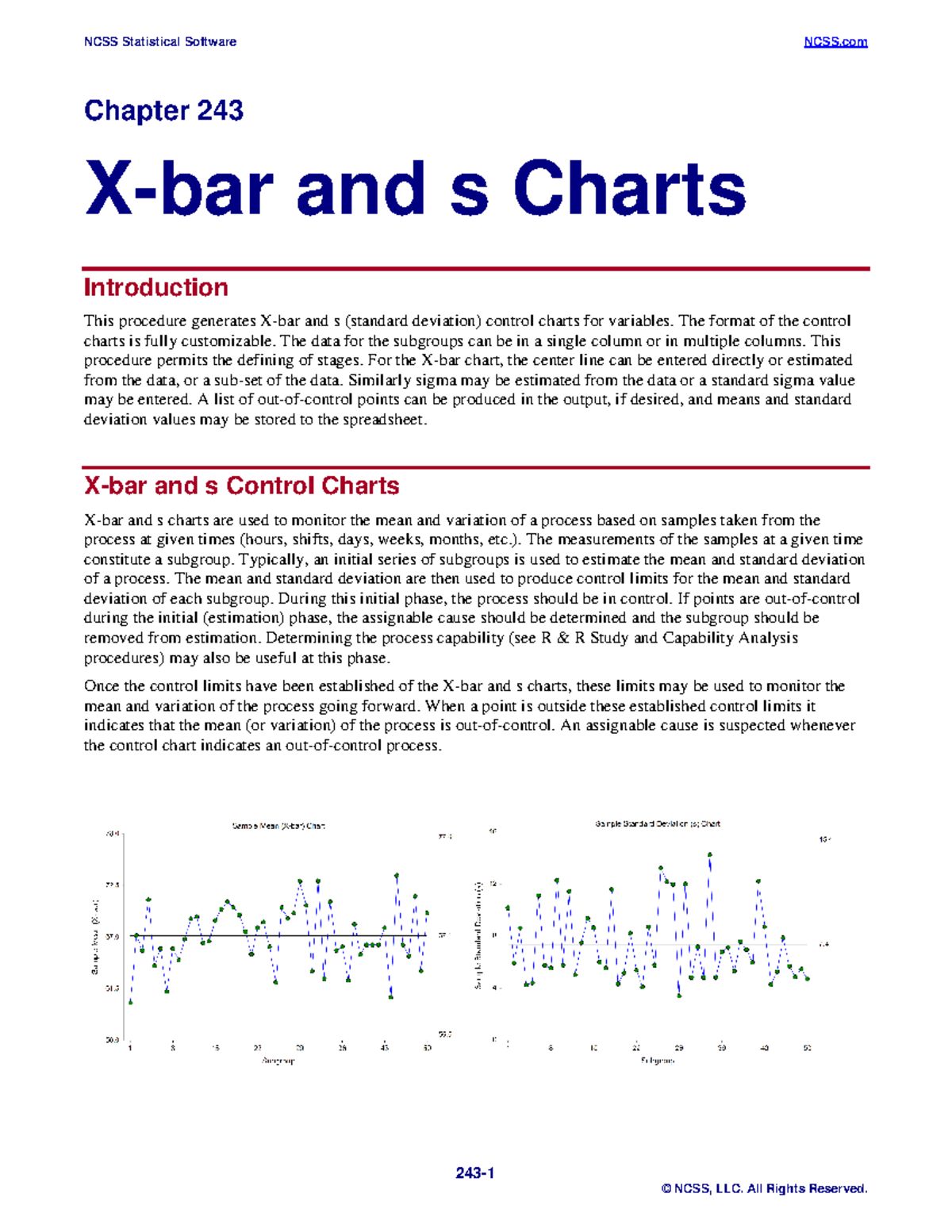 X-bar and s Charts-1 - 243- Chapter 243 X-bar and s Charts Introduction ...