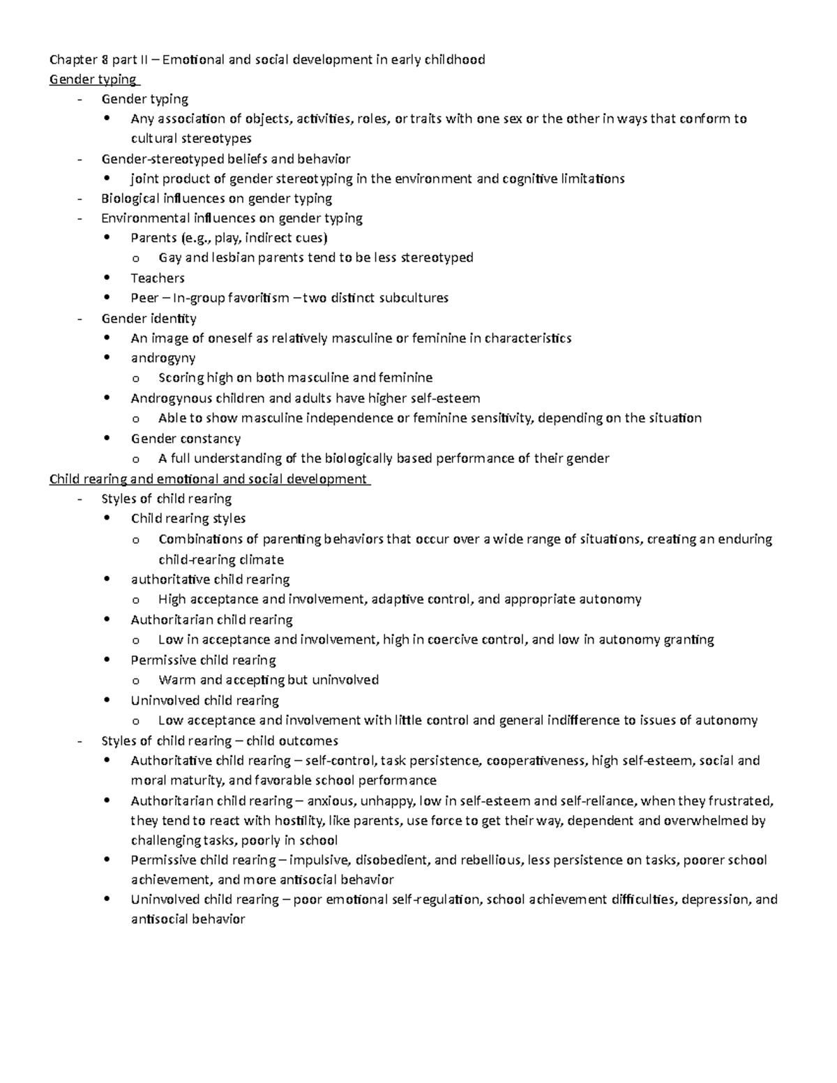 Ch8 part II Handout - social development in early childhood - Chapter 8 ...