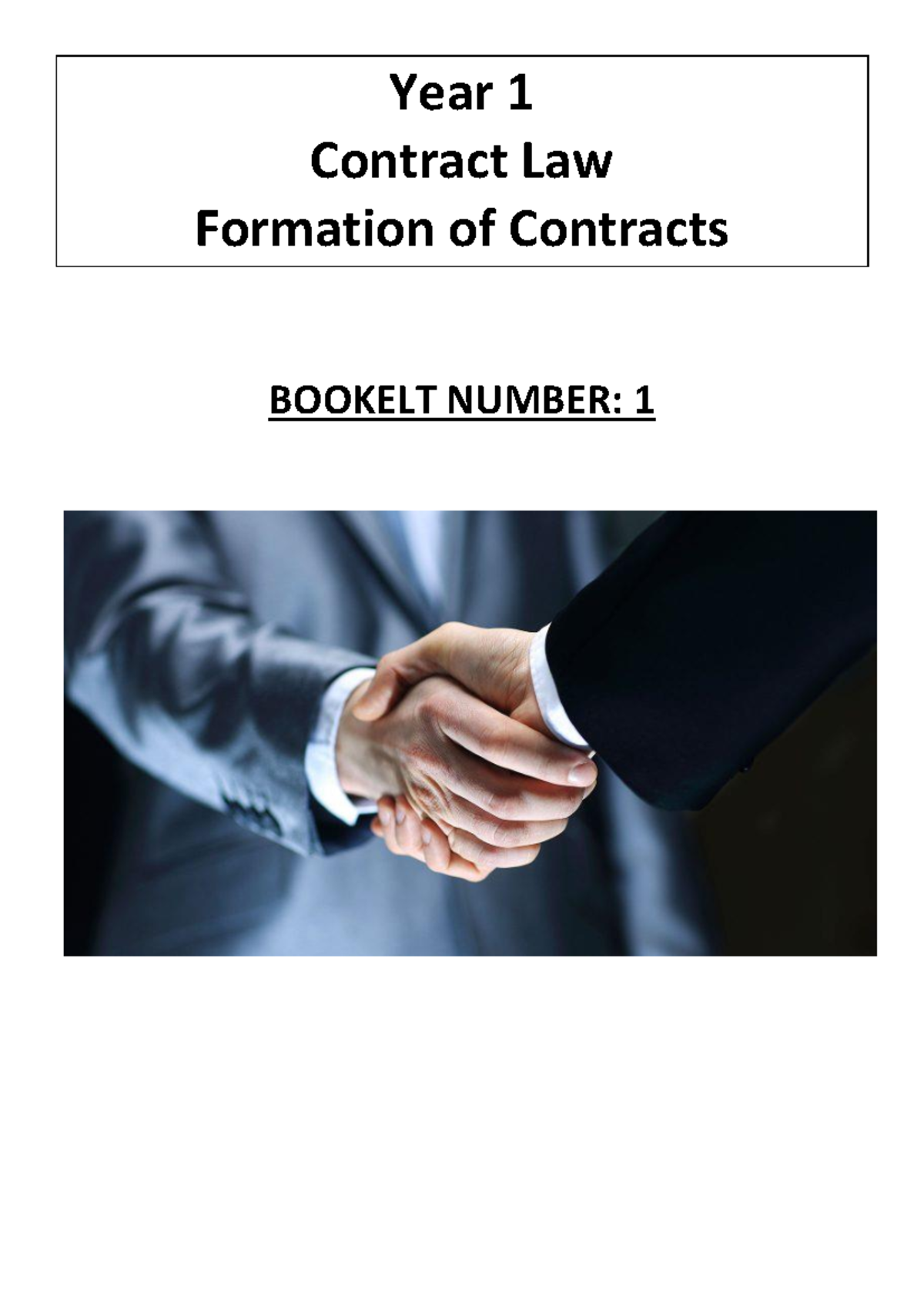Booklet Number 1 - Offer - Year 1 Contract Law Formation of Contracts ...