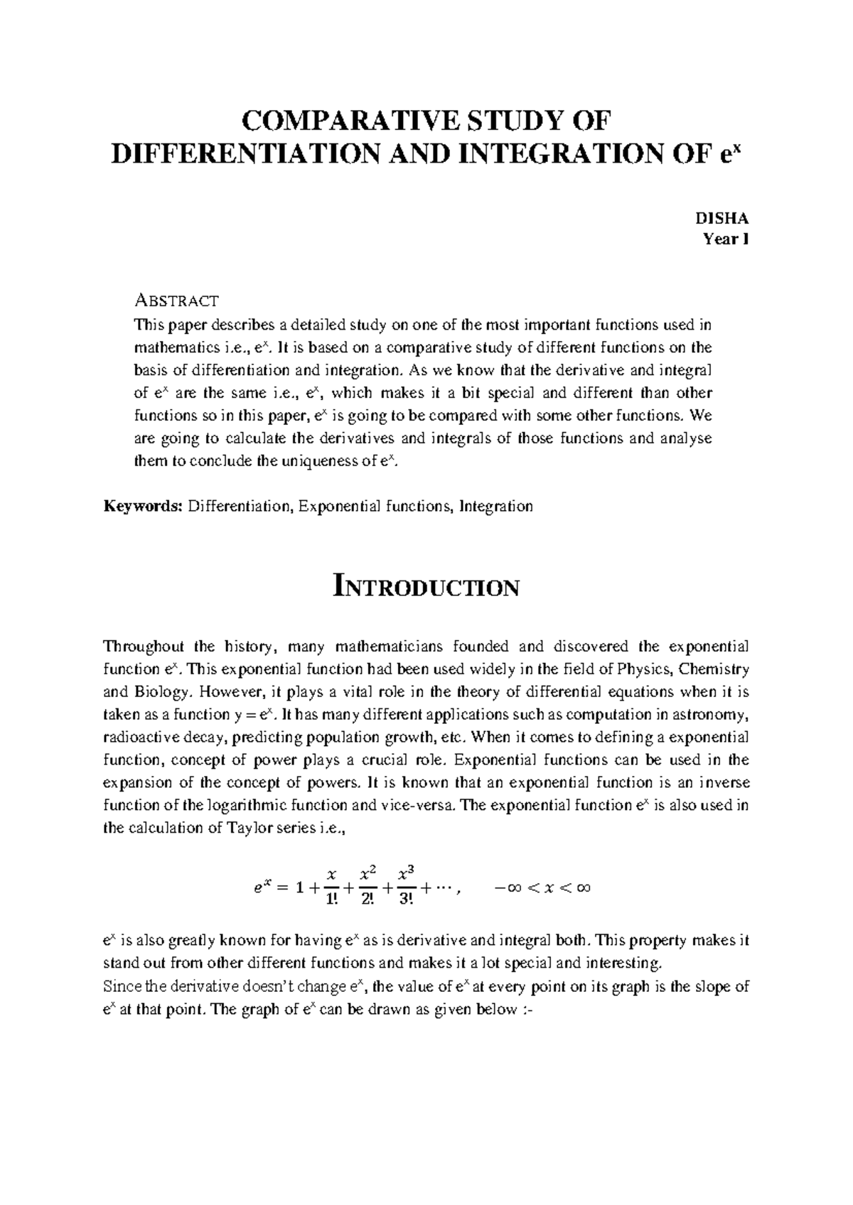 Exponential function - detail on - COMPARATIVE STUDY OF DIFFERENTIATION ...