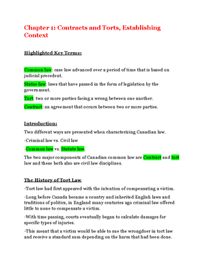 Ch. 2 Torts and Contracts - CHAPTER 2: INTRO TO THE LAW OF CONTRACTS ...