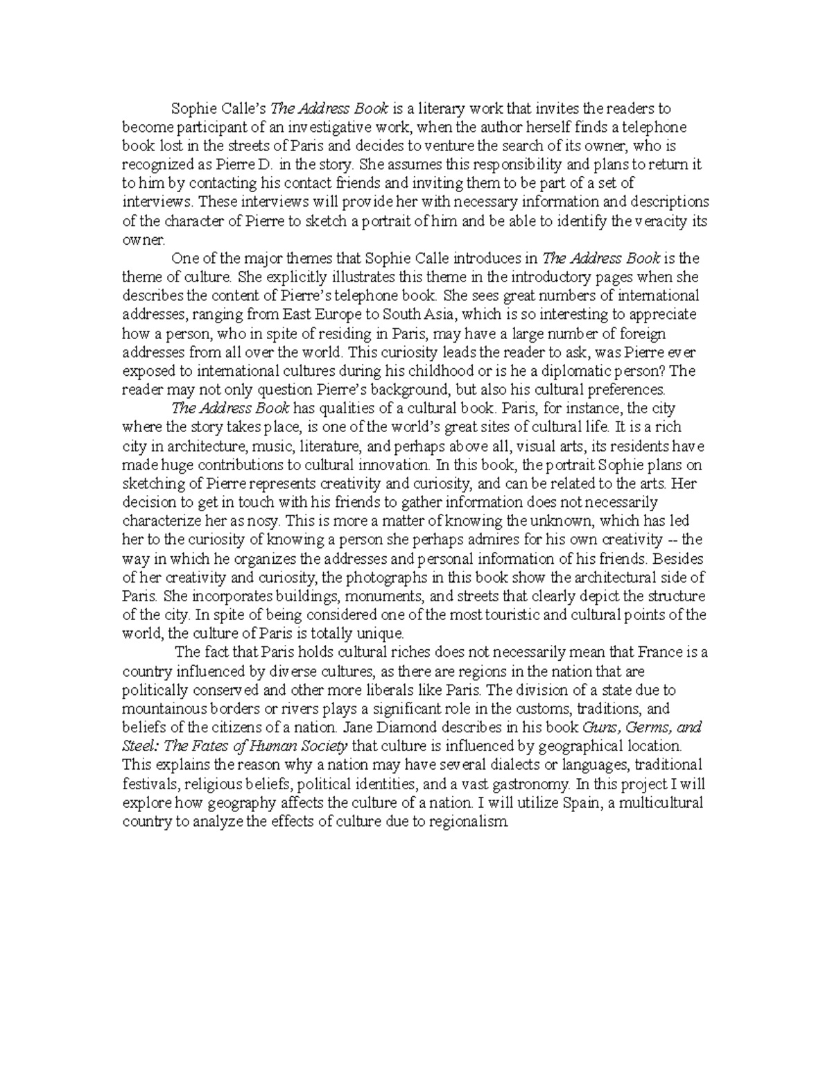 Sophie Calle’s The Address Book is an literary work that invites the ...