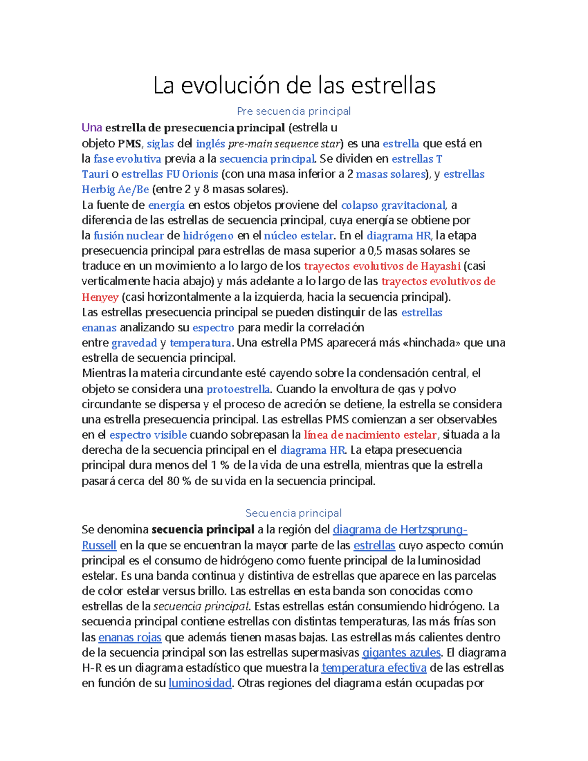 Evolucion de las estrellas - La evolución de las estrellas Pre ...