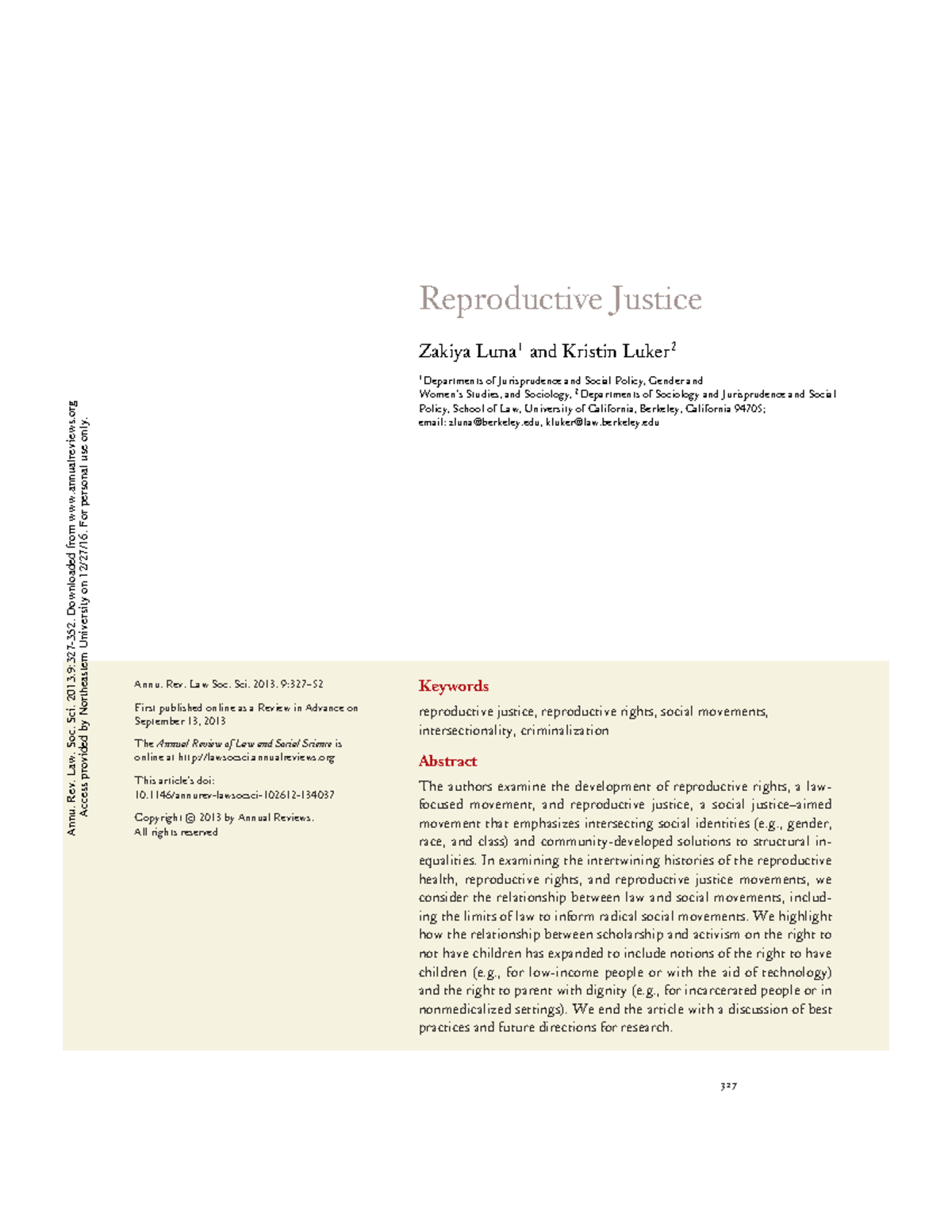 Luna Luker Reproductive Justice - Reproductive Justice Zakiya Luna 1 ...