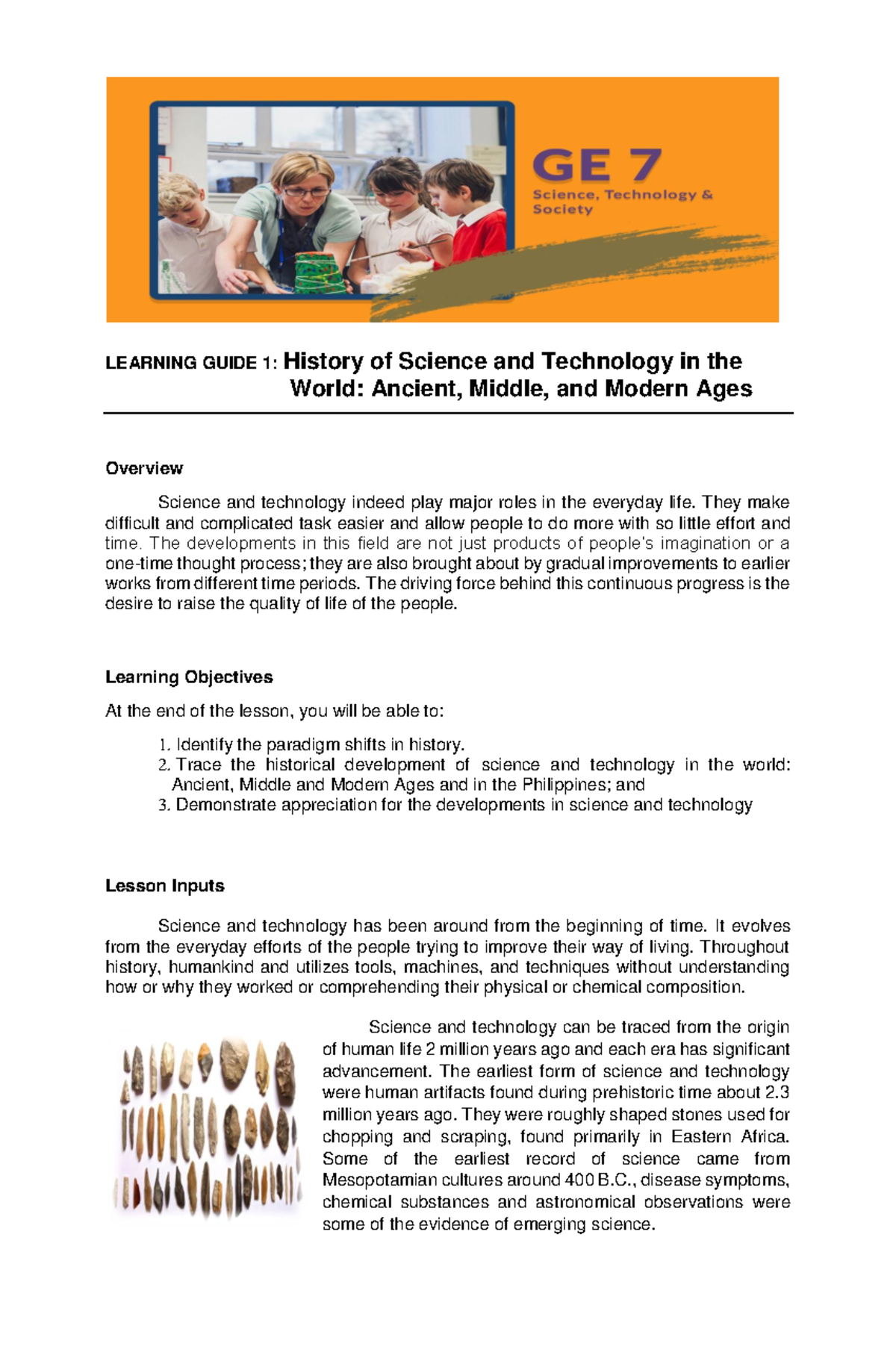 Learning Guide 1 STS 42b3c0b1323ed46fd5a4335604 c233ac - LEARNING GUIDE ...