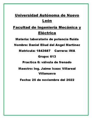 Práctica 3 - Practicas de Laboratorio de Potencia Fluida FIME - Potencia Fluida Y Laboratorio ...