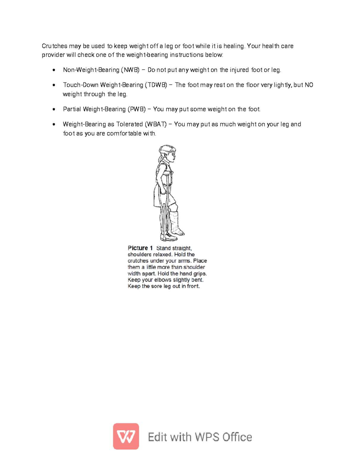 Crutches walking - Crutches may be used to keep weight off a leg or ...