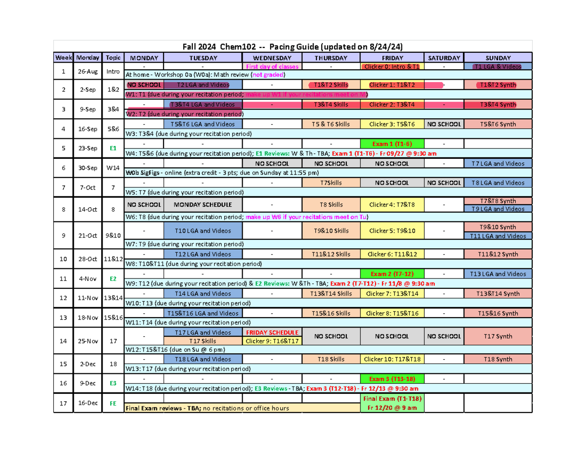 102f24 Pacing Guide - syllabus - Week Monday Topic MONDAY TUESDAY ...