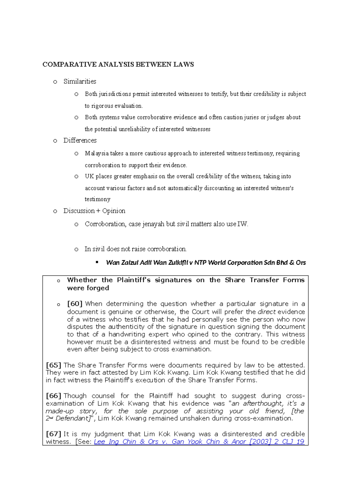 Draft-Interested Witness - COMPARATIVE ANALYSIS BETWEEN LAWS o ...