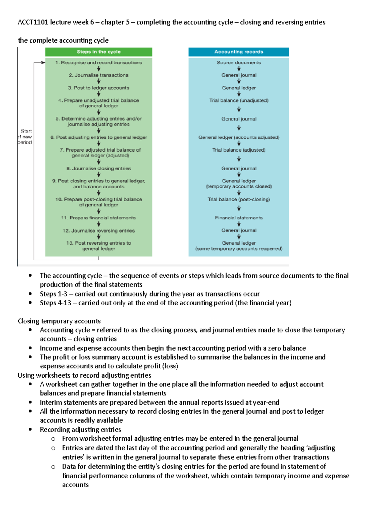ACCT1101 lecture 6 - completing the accounting cycle - closing and ...