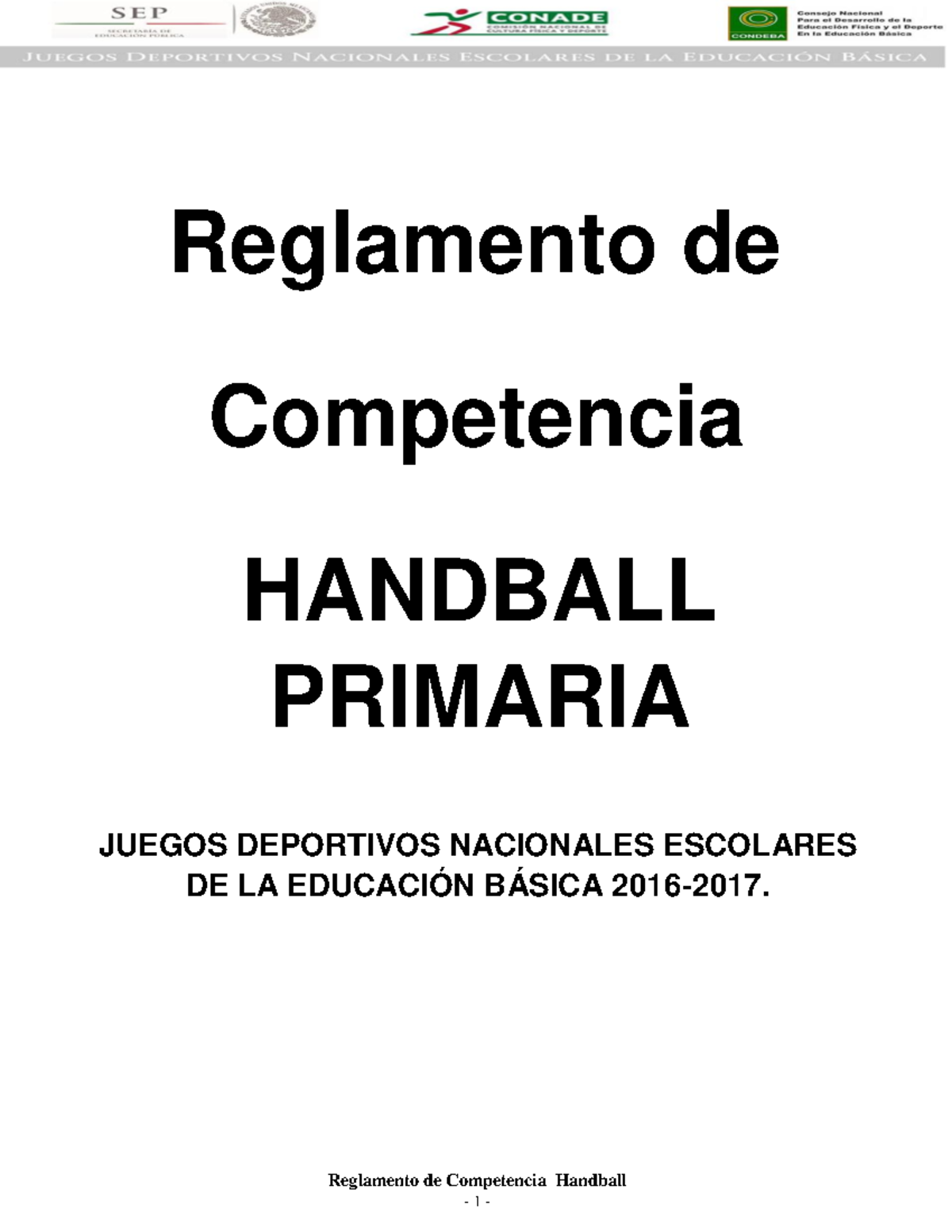 Reglamento de Handball Prim. - Reglamento de Competencia Handball ...