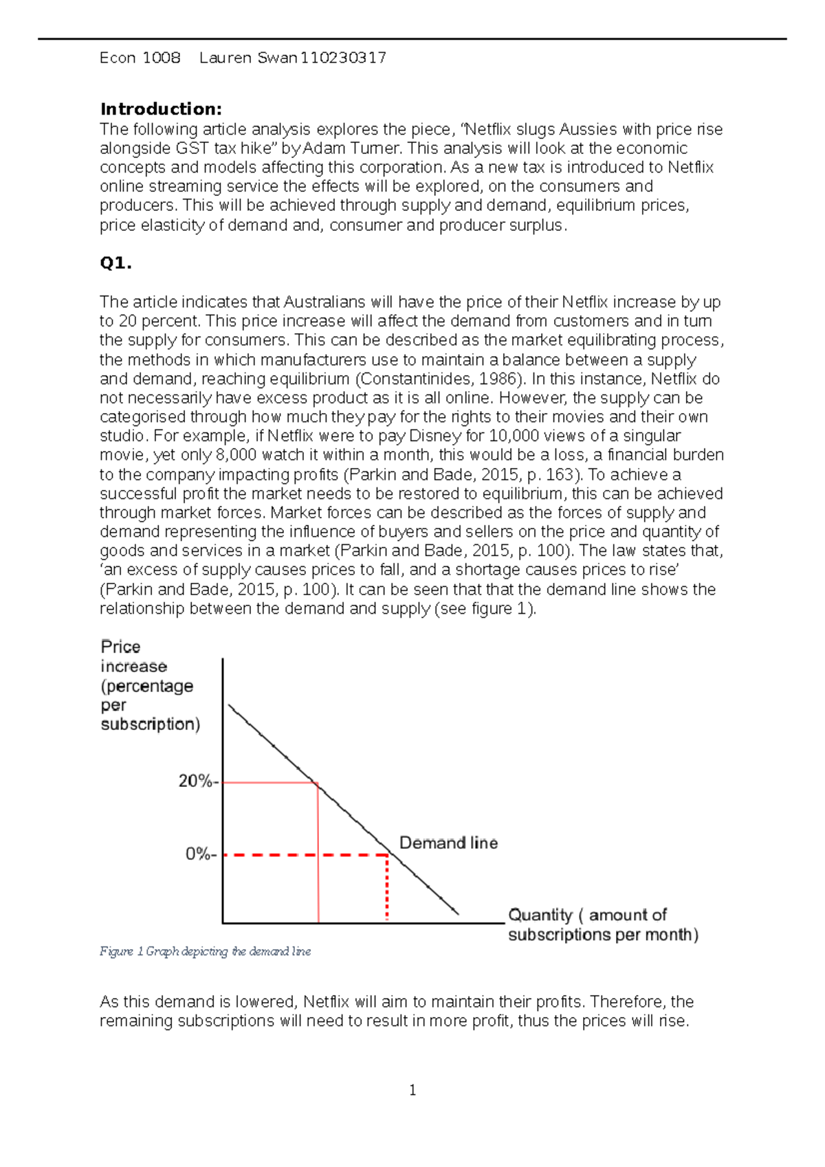 Economics case study 1 - Introduction: The following article analysis ...