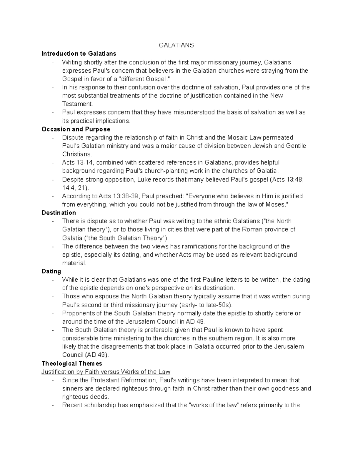 Galatians - typed class notes - GALATIANS Introduction to Galatians ...