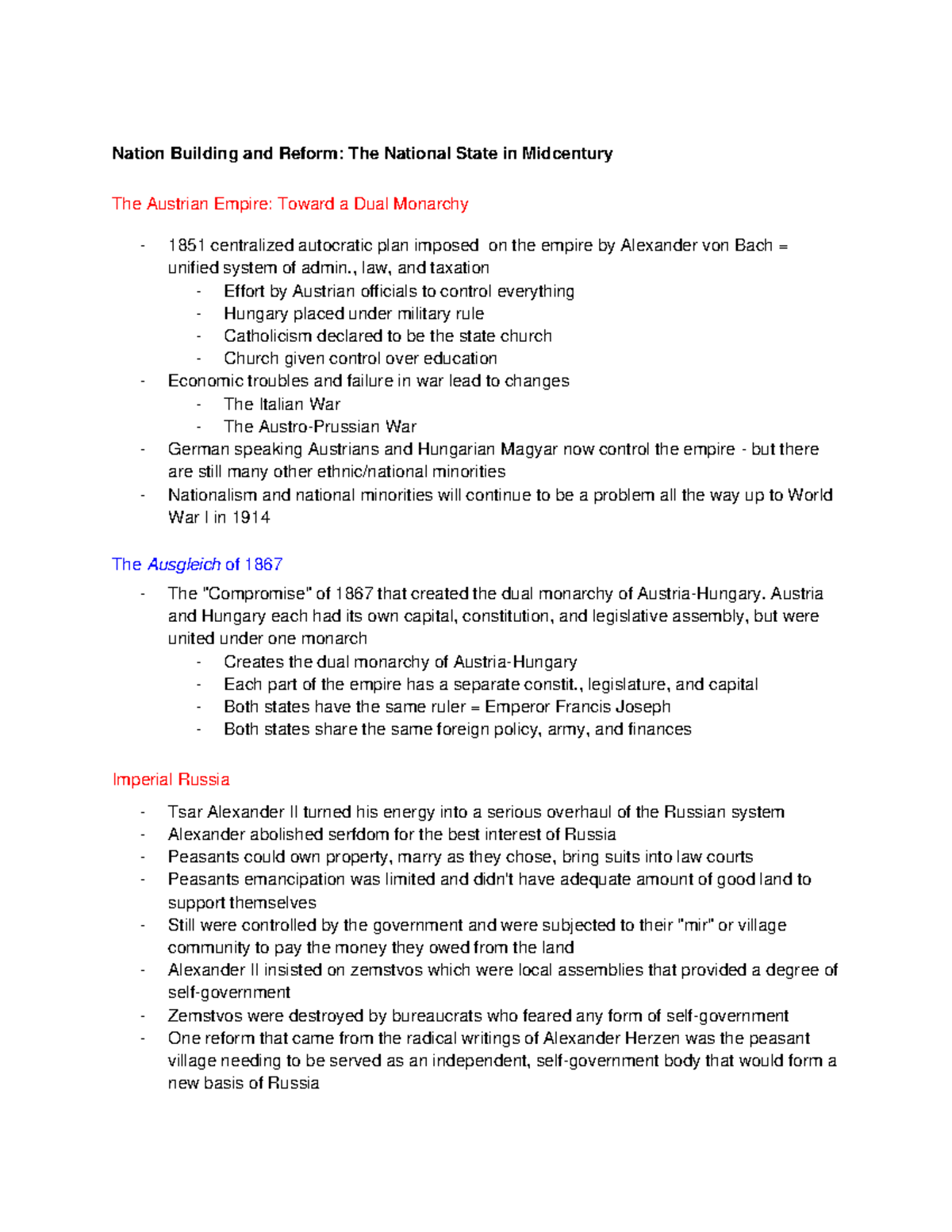 Nationalism and Modernity Part 3 - Nation Building and Reform: The ...