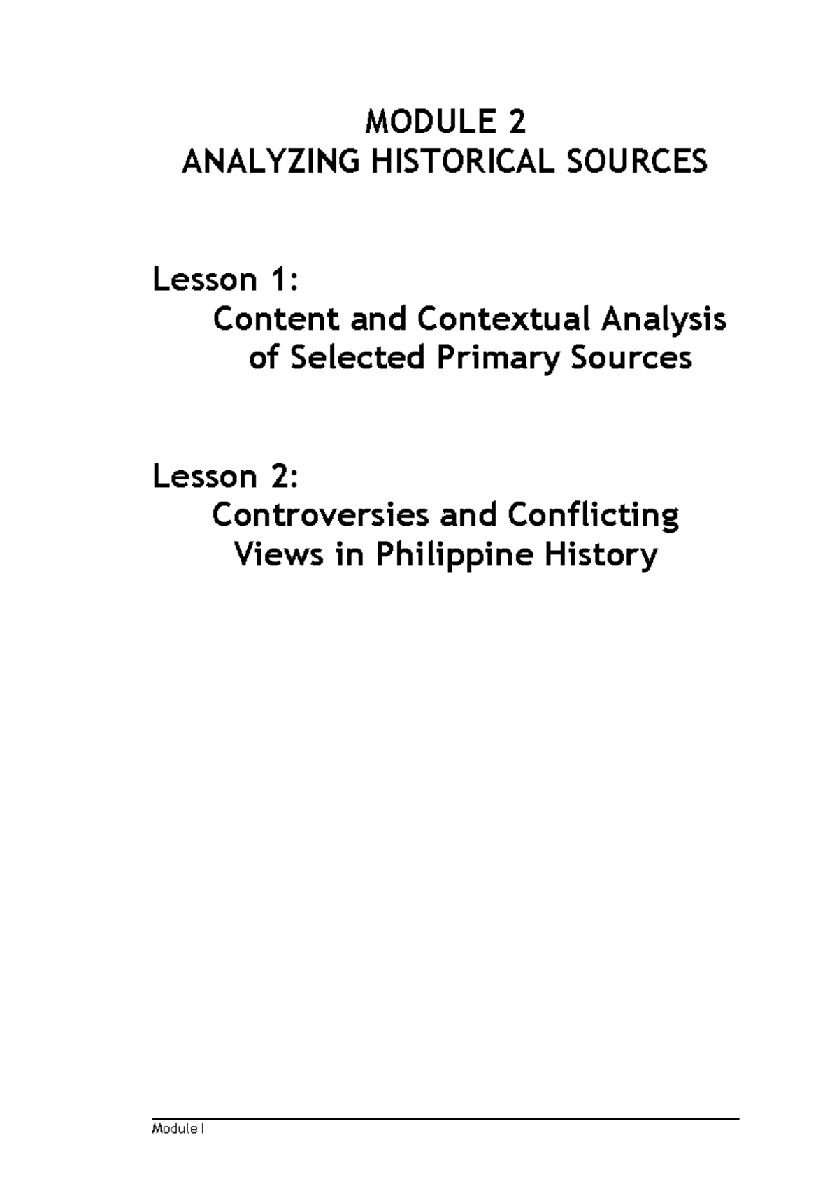 GECC 106 Module 2 - Gecc - Module I MODULE 2 ANALYZING HISTORICAL ...